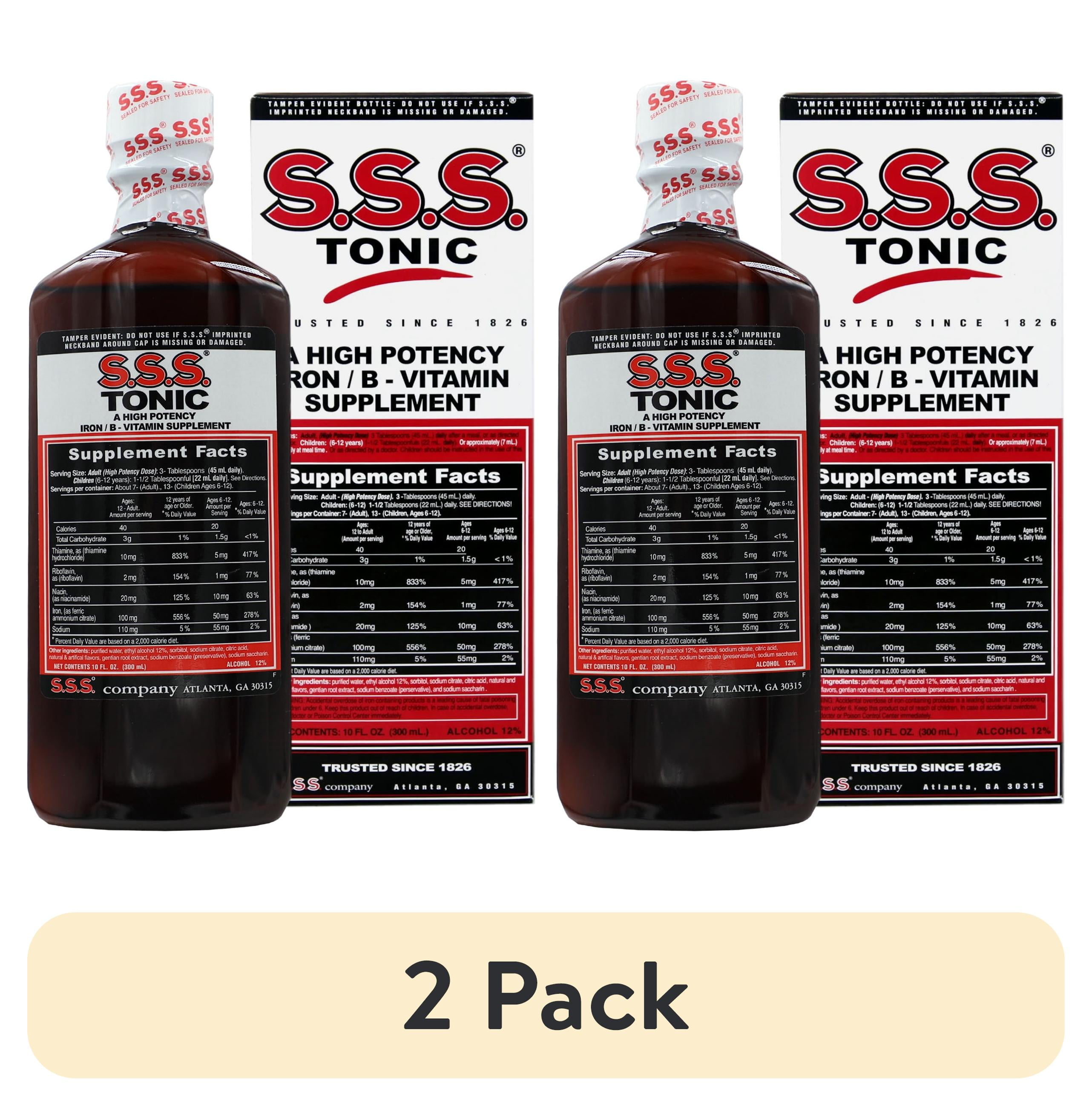 (2 pack) S.S.S. Tonic, Iron and Vitamin B Liquid Supplement, 10 fl oz ...