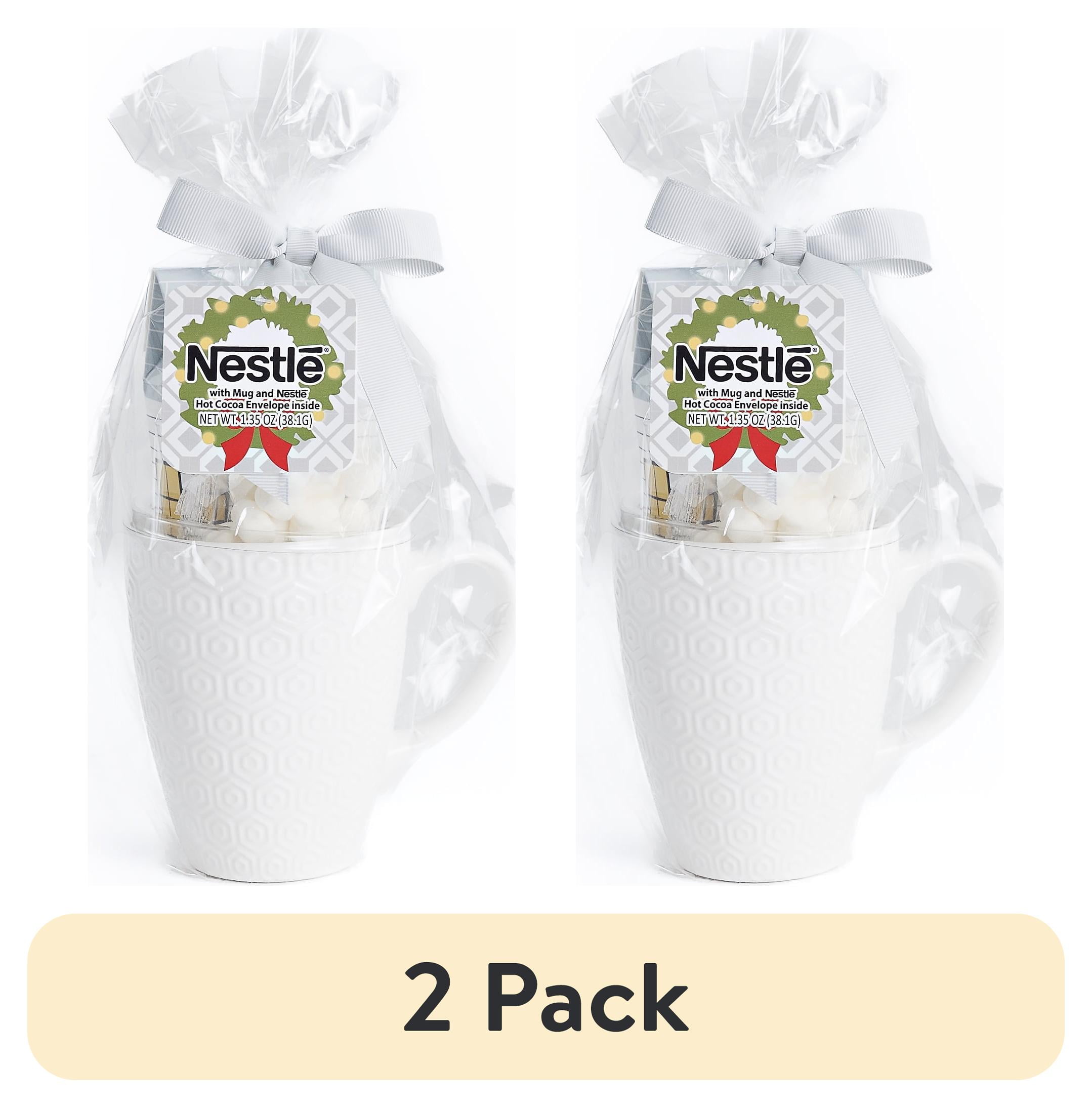 (2 pack) SCM Designs White Textured Mug Gift with Nestle Cocoa and Mini ...