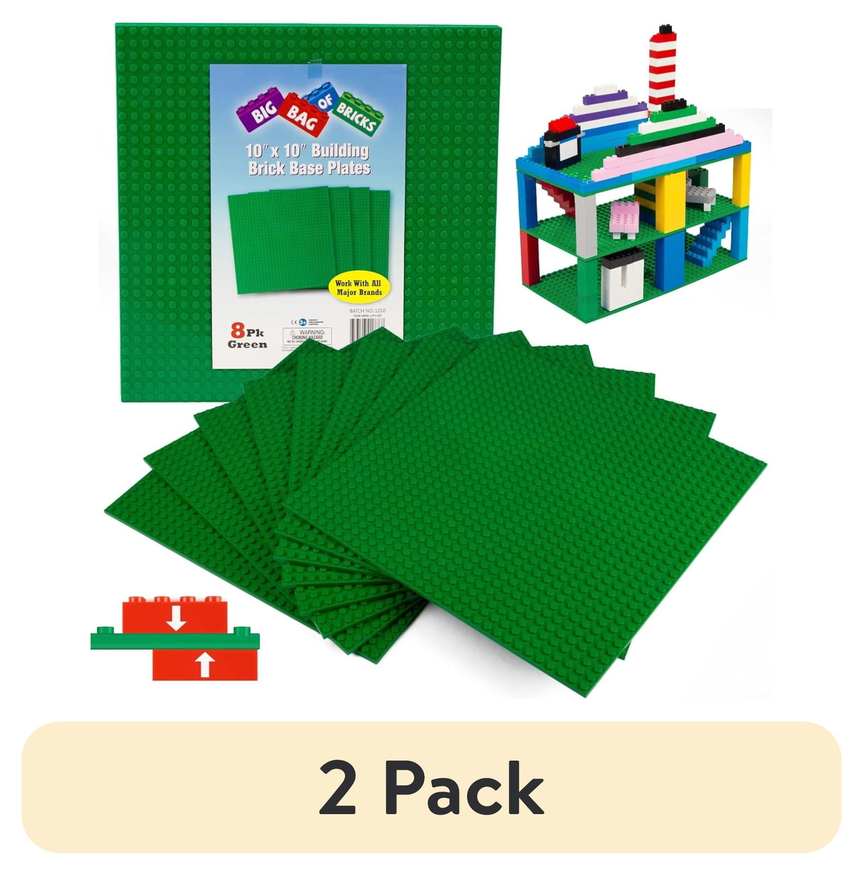 (2 pack) SCS Direct Brick Building Blocks Large Green 10x10" Base ...