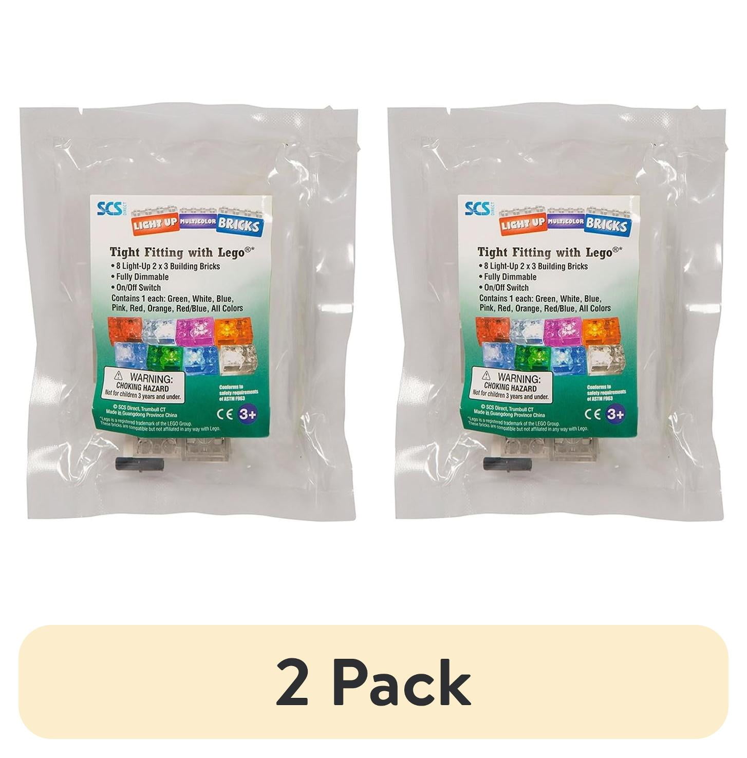 (2 pack) SCS Direct Light Up Building Bricks (2x3) - Multicolor for ...