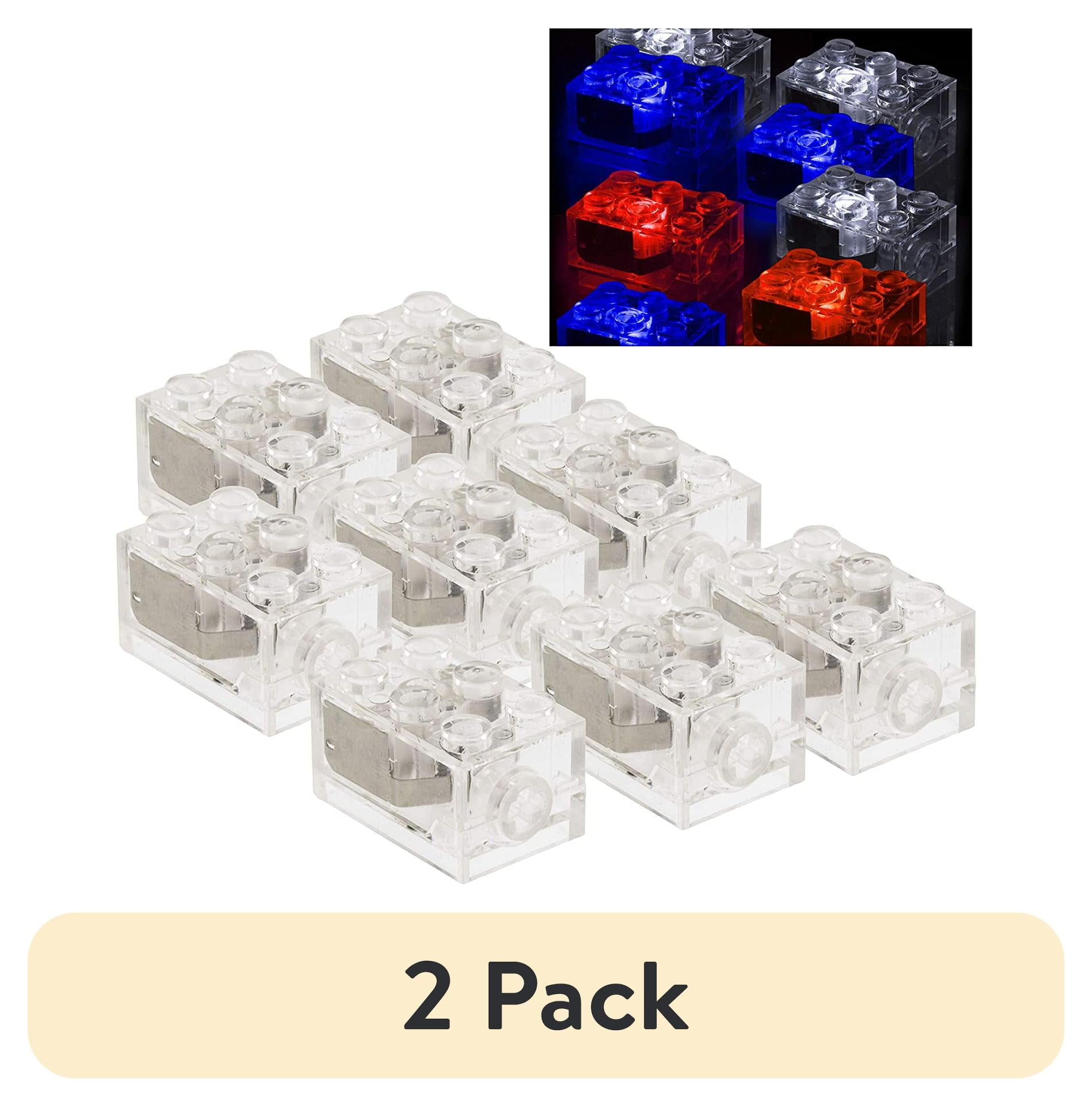 (2 pack) Light Up Building Bricks - Set of 8 Blocks w On/Off Switch ...