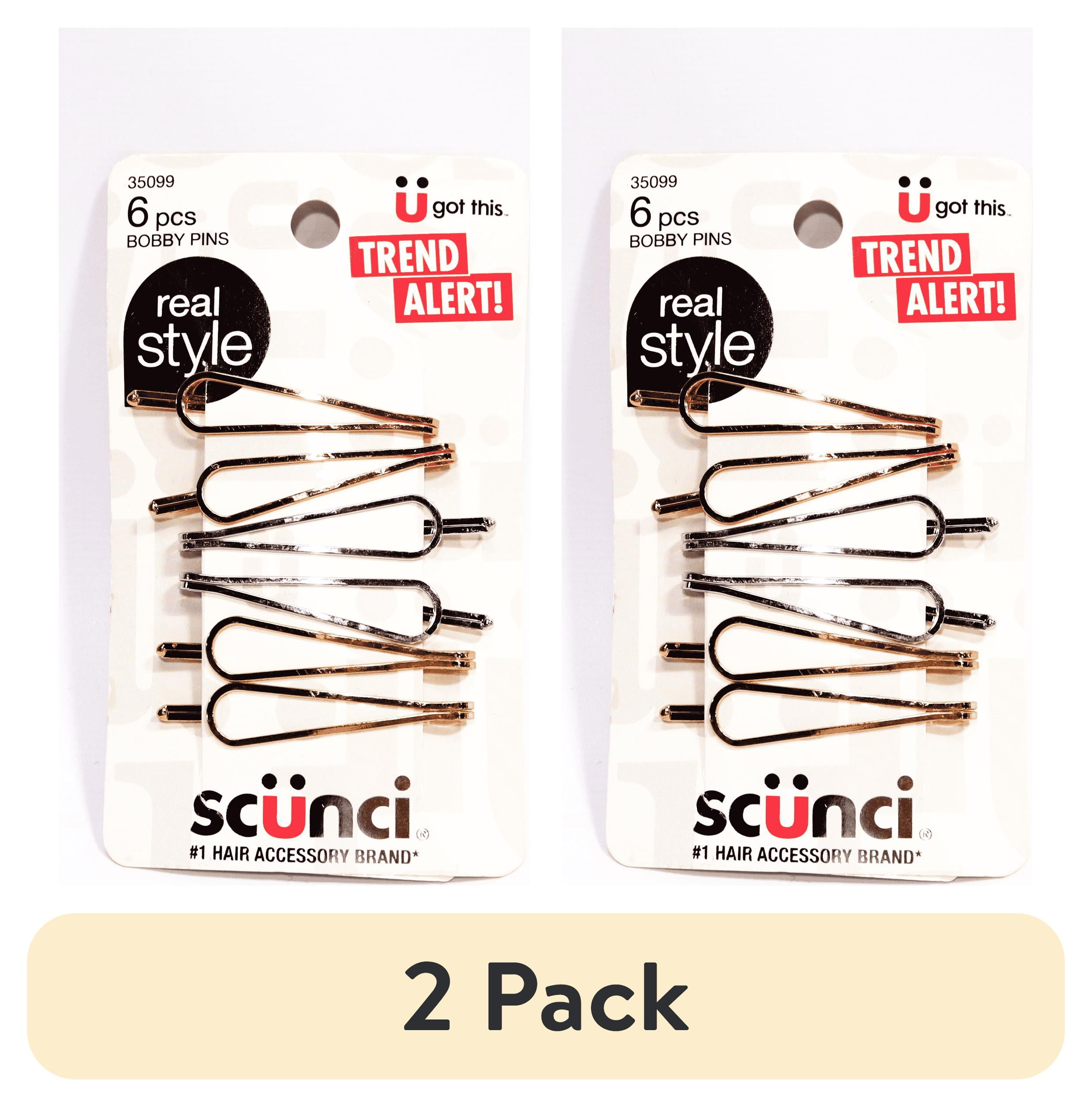 (2 pack) SCUNCI Real Style Metal Bobby Pins, Pack of 6 (Gold, Silver ...