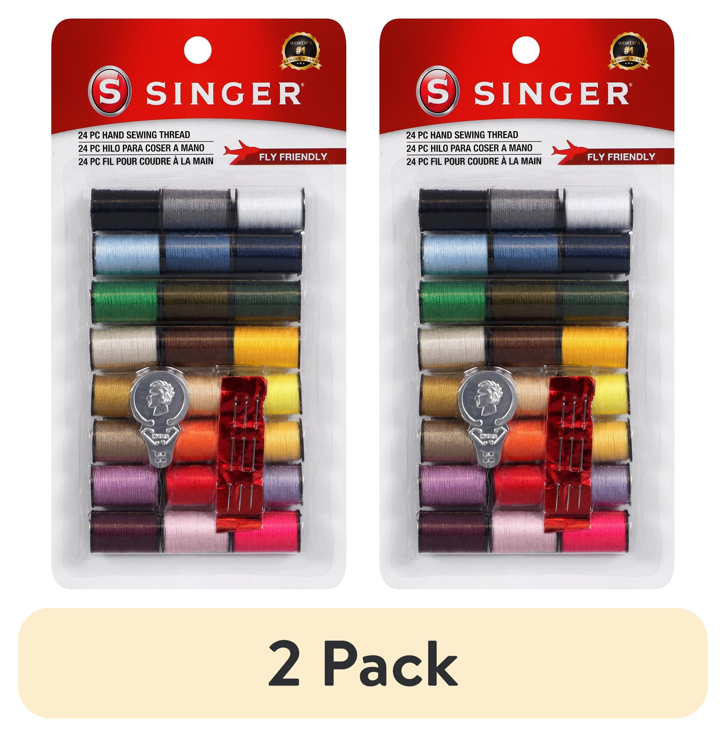 (2 pack) SINGER 100% Polyester Hand Sewing Thread, Assorted Colors, 10 ...
