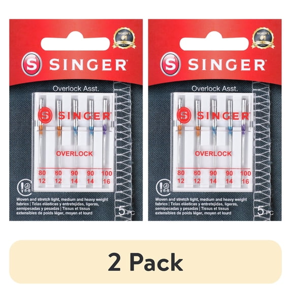 (2 pack) SINGER Assorted Size Regular Point Overlock Sewing Machine ...