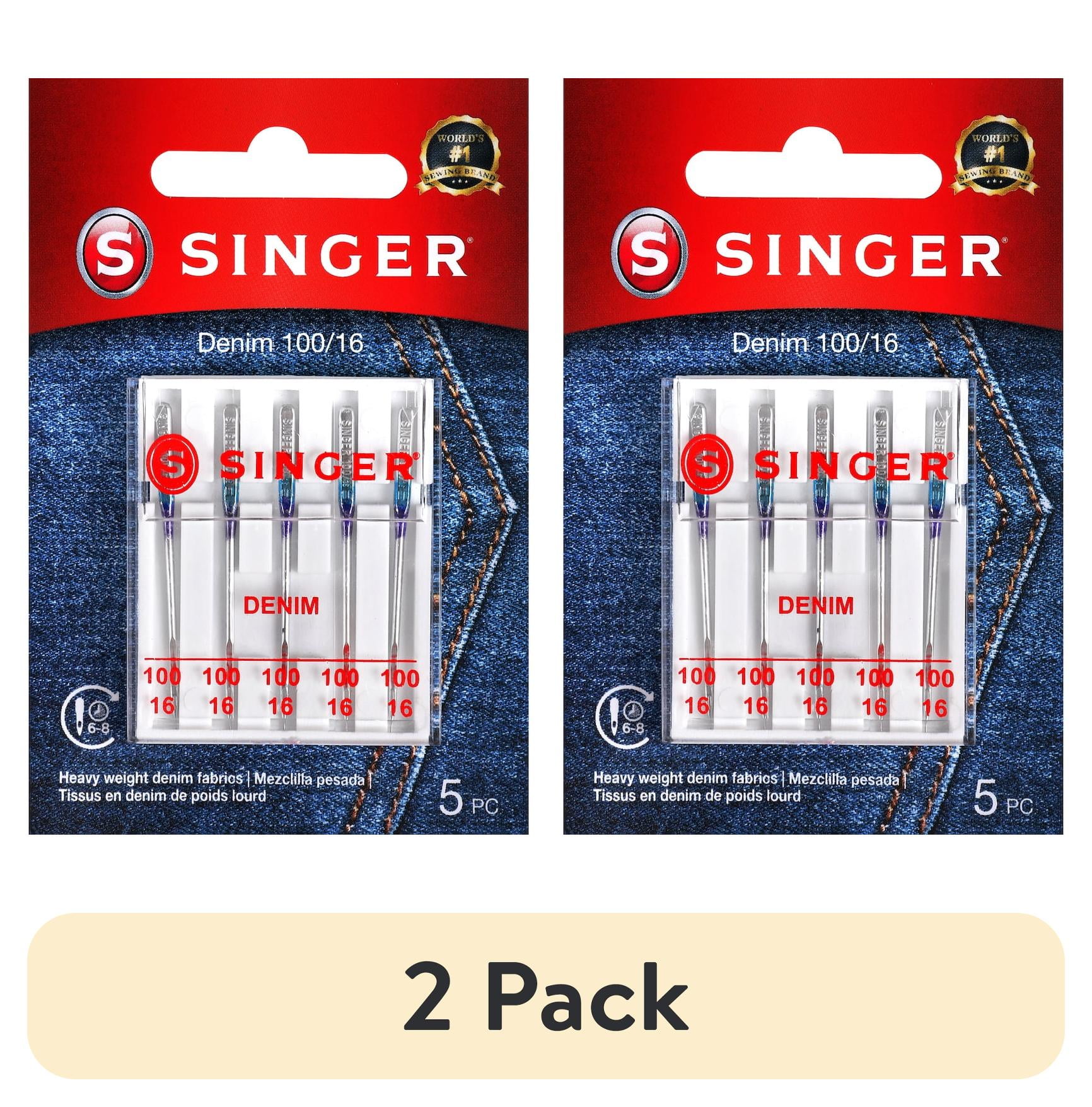 (2 pack) SINGER Size 100/16 Denim Sewing Machine Needles (5 Pack ...
