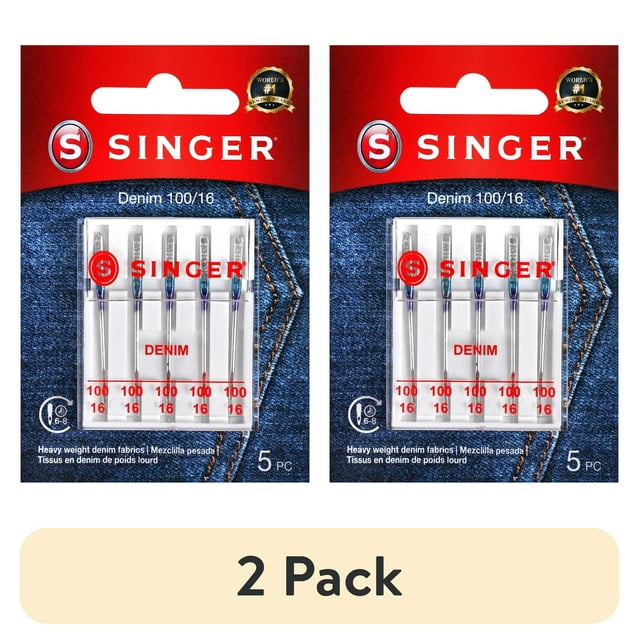 (2 pack) SINGER Size 100/16 Denim Sewing Machine Needles (5 Pack ...