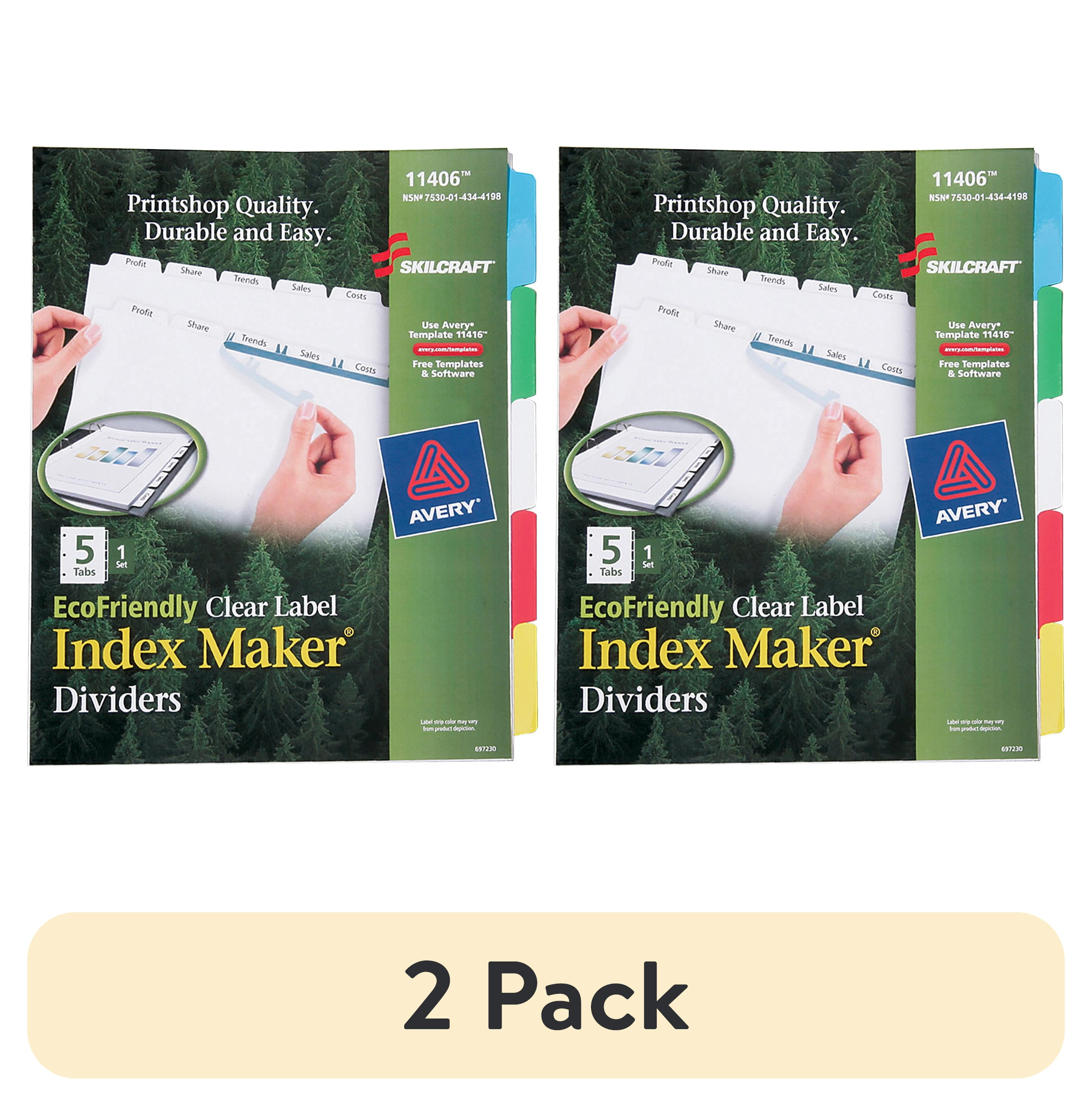 (2 pack) SKILCRAFT, NSN4344198, 5-Tab Clear Label Index Maker Dividers ...