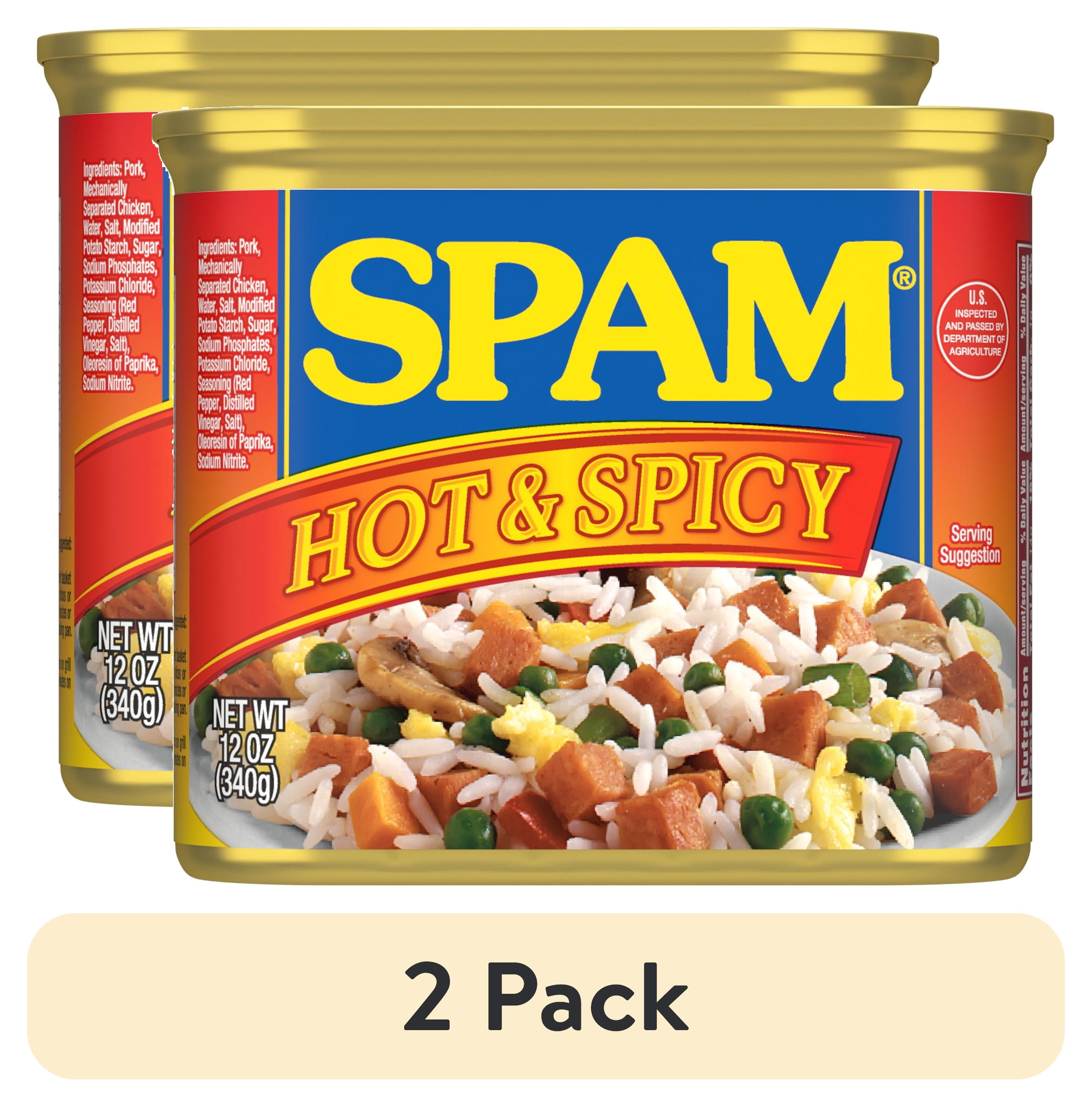 (2 pack) SPAM Hot and Spicy, 7 g of Protein per serving, 12 oz Aluminum ...