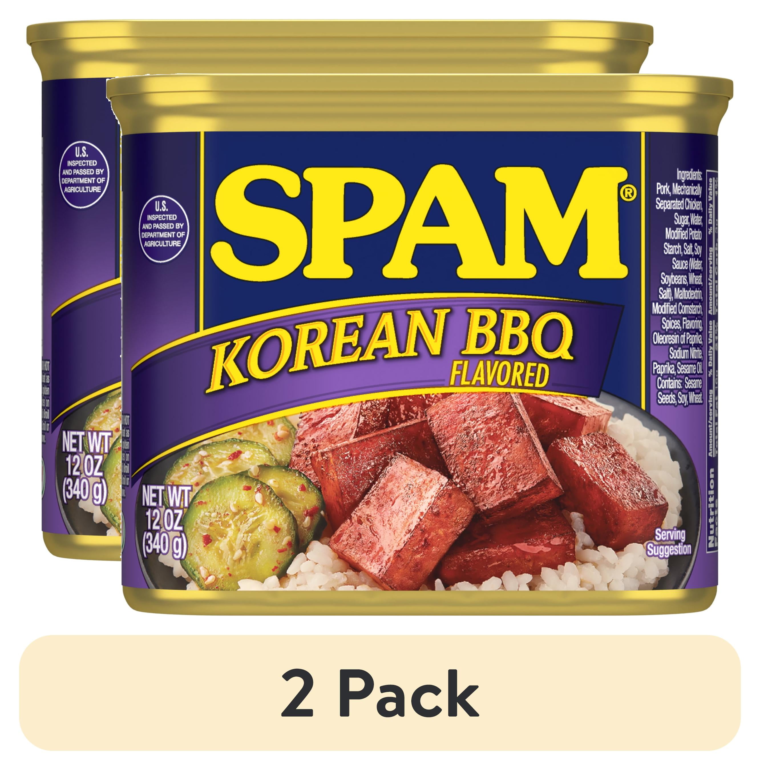 (2 pack) SPAM Korean BBQ Flavored, Shelf Stable, 12 oz Aluminum Can ...