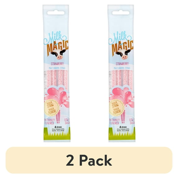 (2 pack) Strawberry Milk Magic Straw - Walmart.com