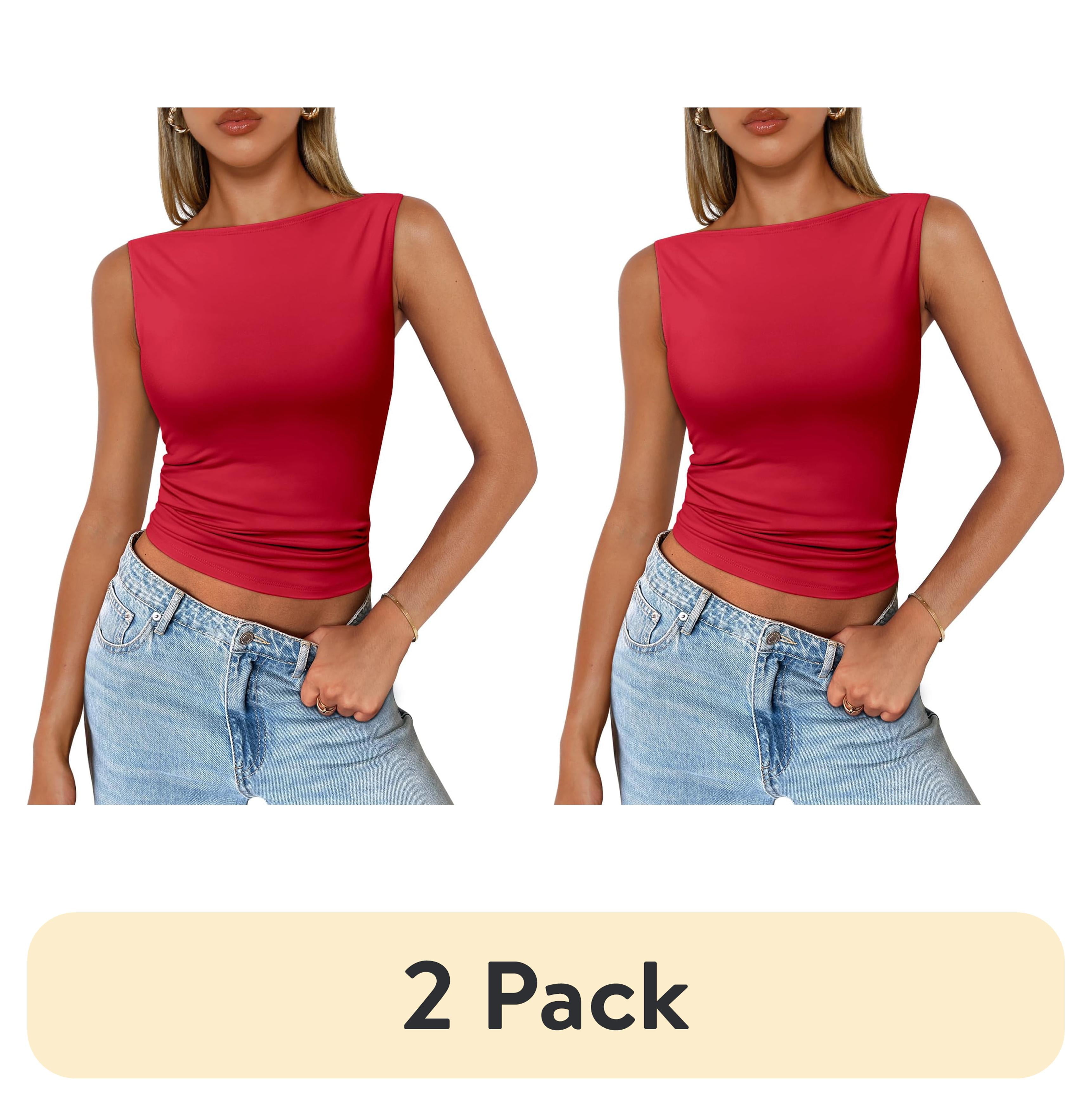 (2 pack) SUNBS Going Out Tank Tops for Women Cute Vacation Sleeveless ...