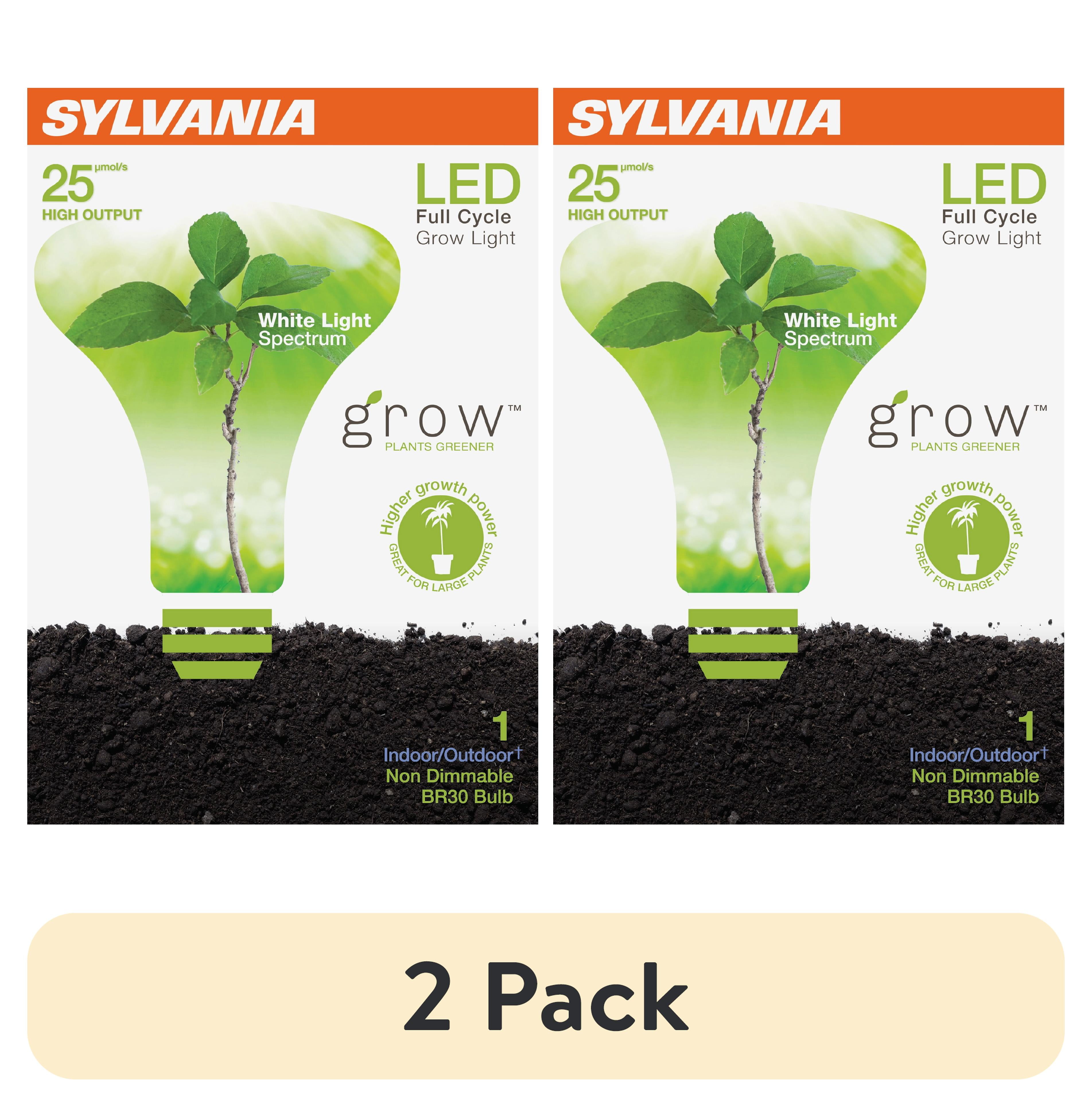 (2 pack) SYLVANIA BR30 LED Grow Light Bulb, 15-Watt, Full Cycle White ...