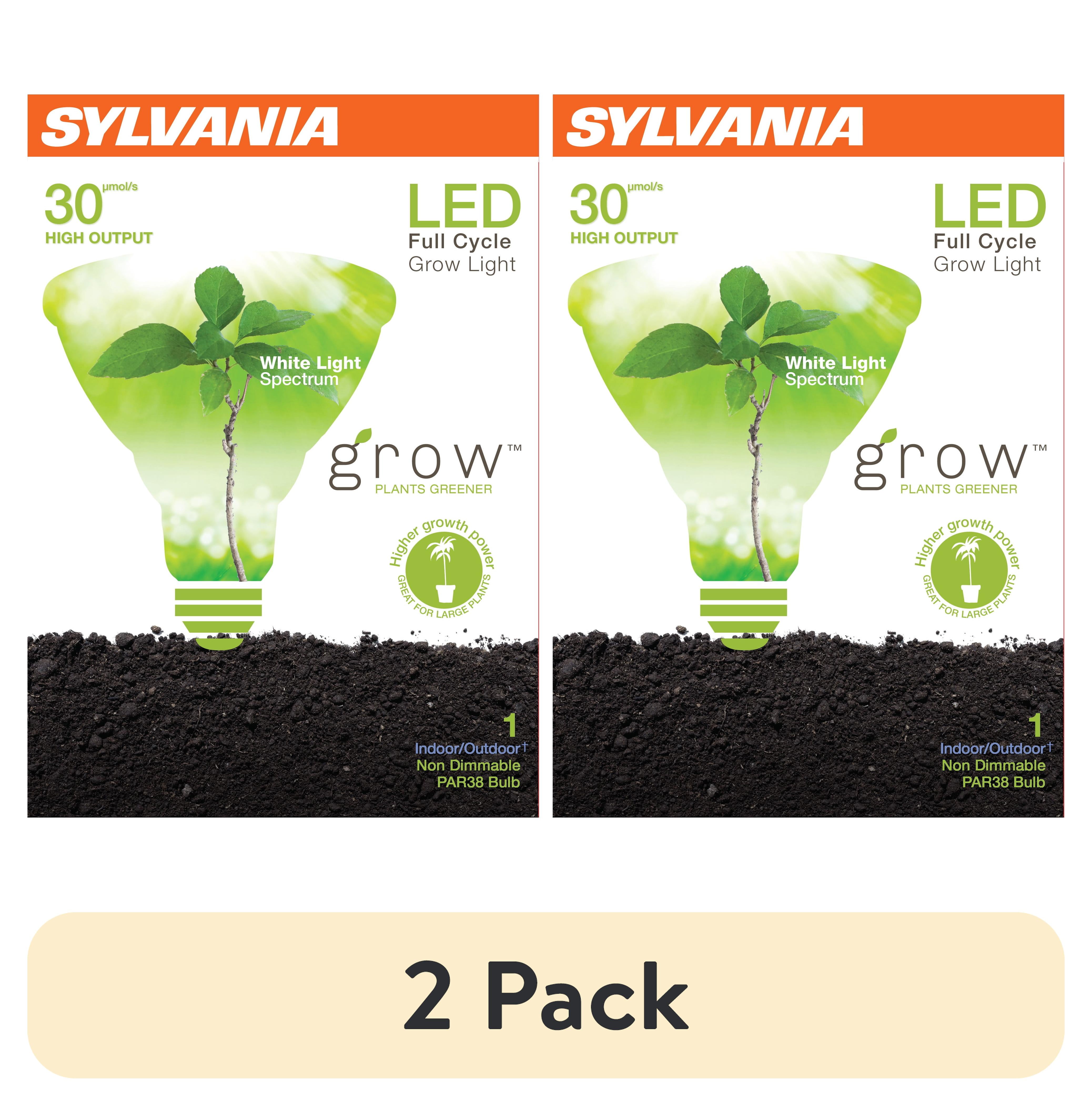 (2 pack) SYLVANIA PAR38 LED Grow Light Bulb, 20W, Full Cycle White ...