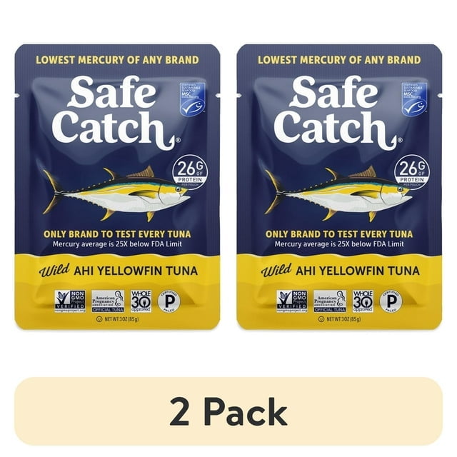 (2 pack) Safe Catch Tuna, Wild Ahi Yellowfin Tuna, Pouch - 3 oz ...