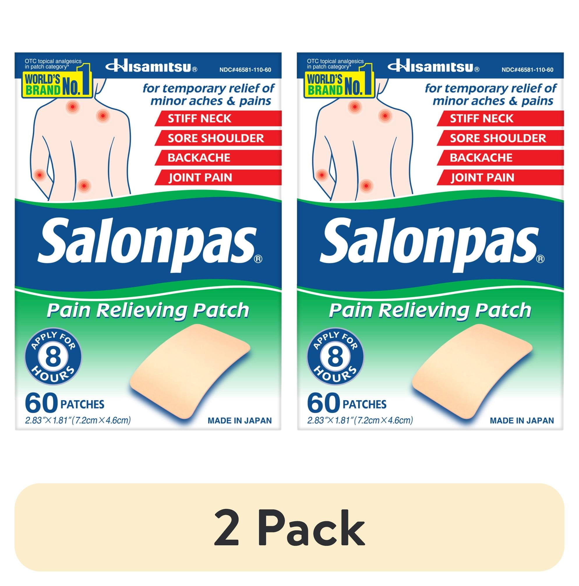 (2 pack) Salonpas 8 Hour Pain Relief Patch with Camphor 3.1% & Menthol ...