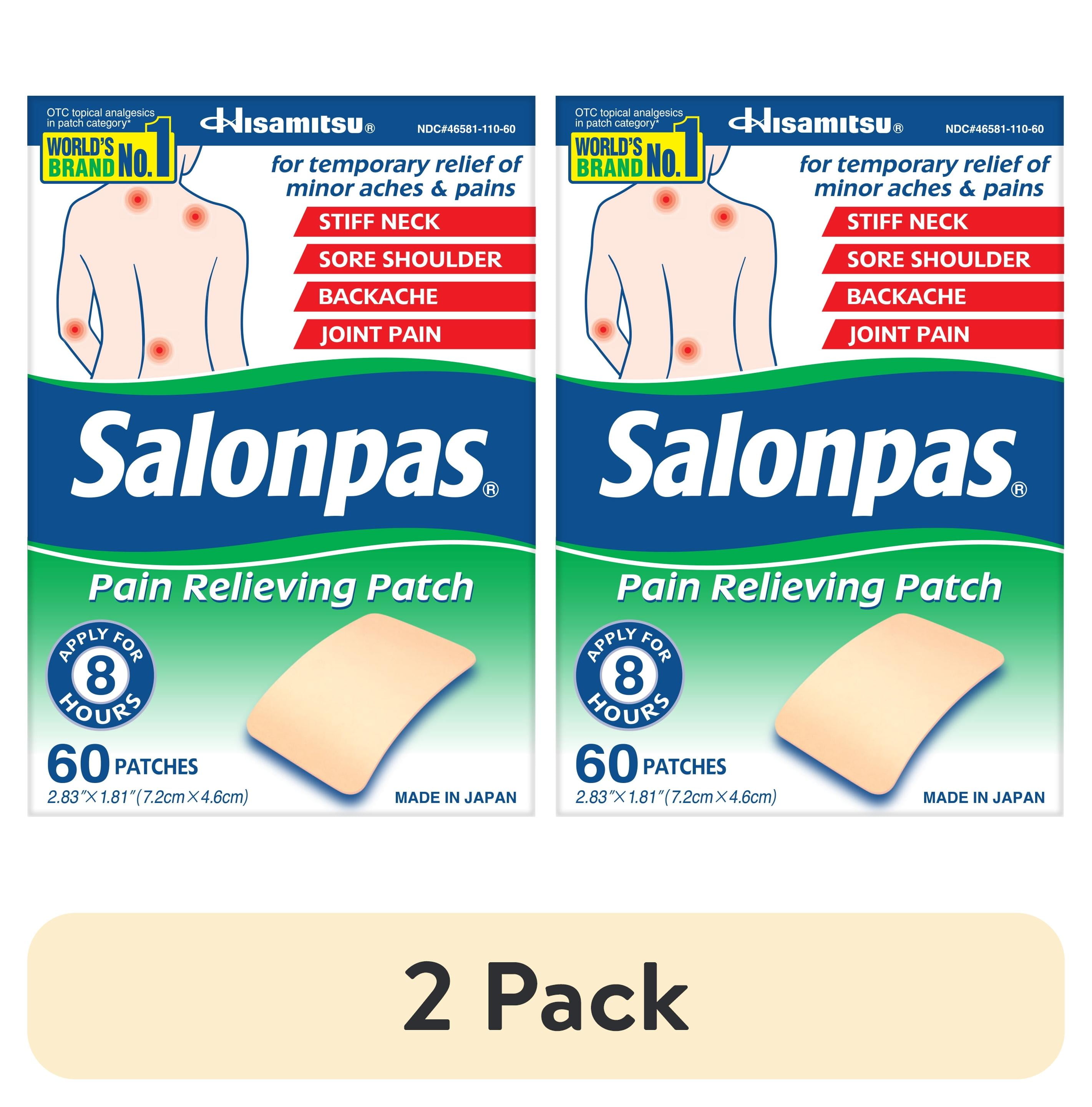 (2 pack) Salonpas 8 Hour Pain Relief Patch with Camphor 3.1% & Menthol ...