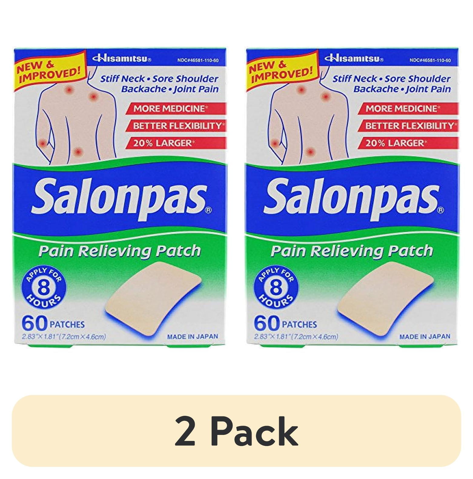 (2 pack) Salonpas Pain Relieving Patch, 8-Hour Pain Relief, 60 Patches ...