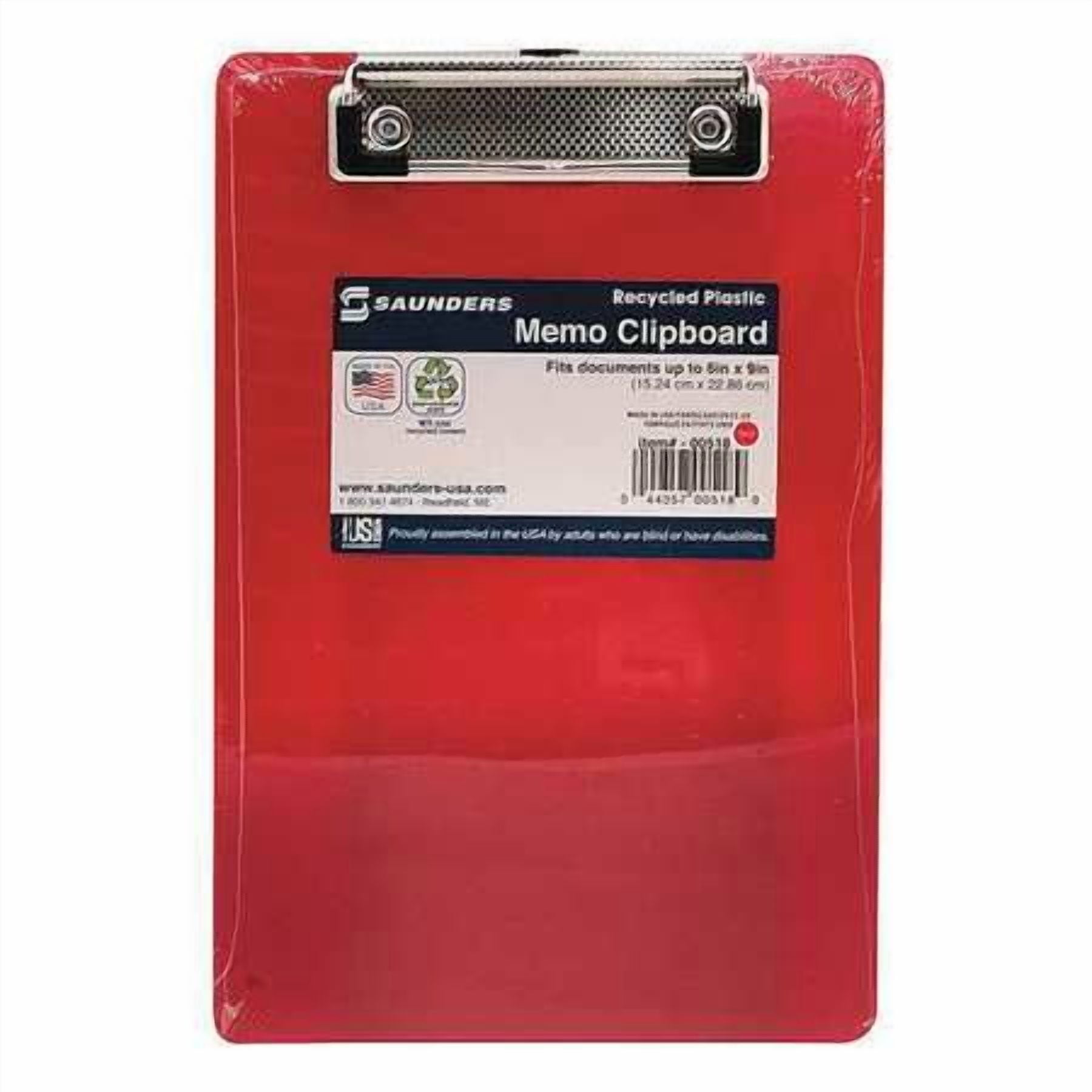 (2 pack) Saunders Plastic Clipboard 1/2" Capacity 6 x 9 Sheets Red ...