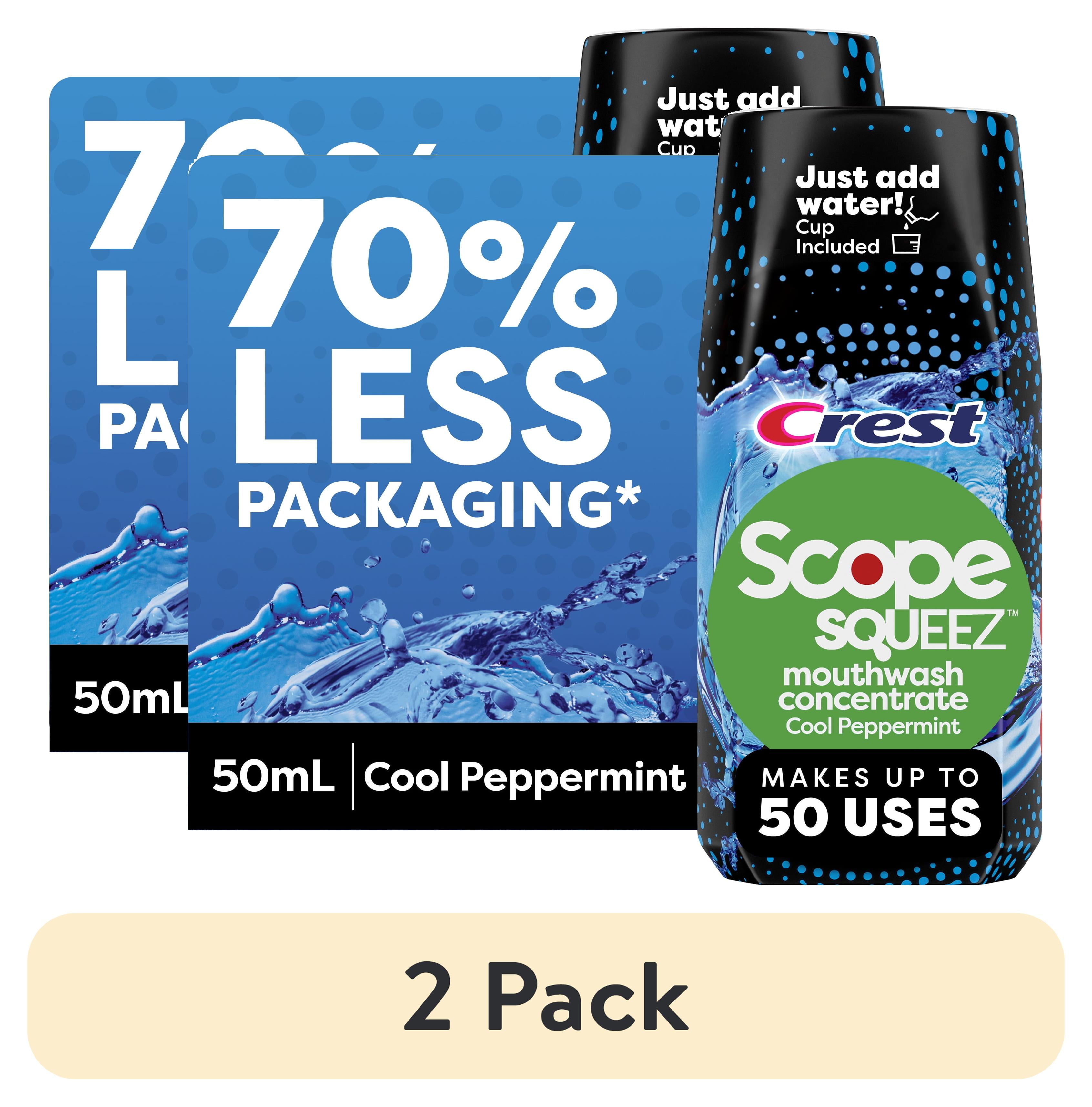 (2 pack) Scope Squeez Mouthwash Concentrate, Cool Peppermint, 50mL ...