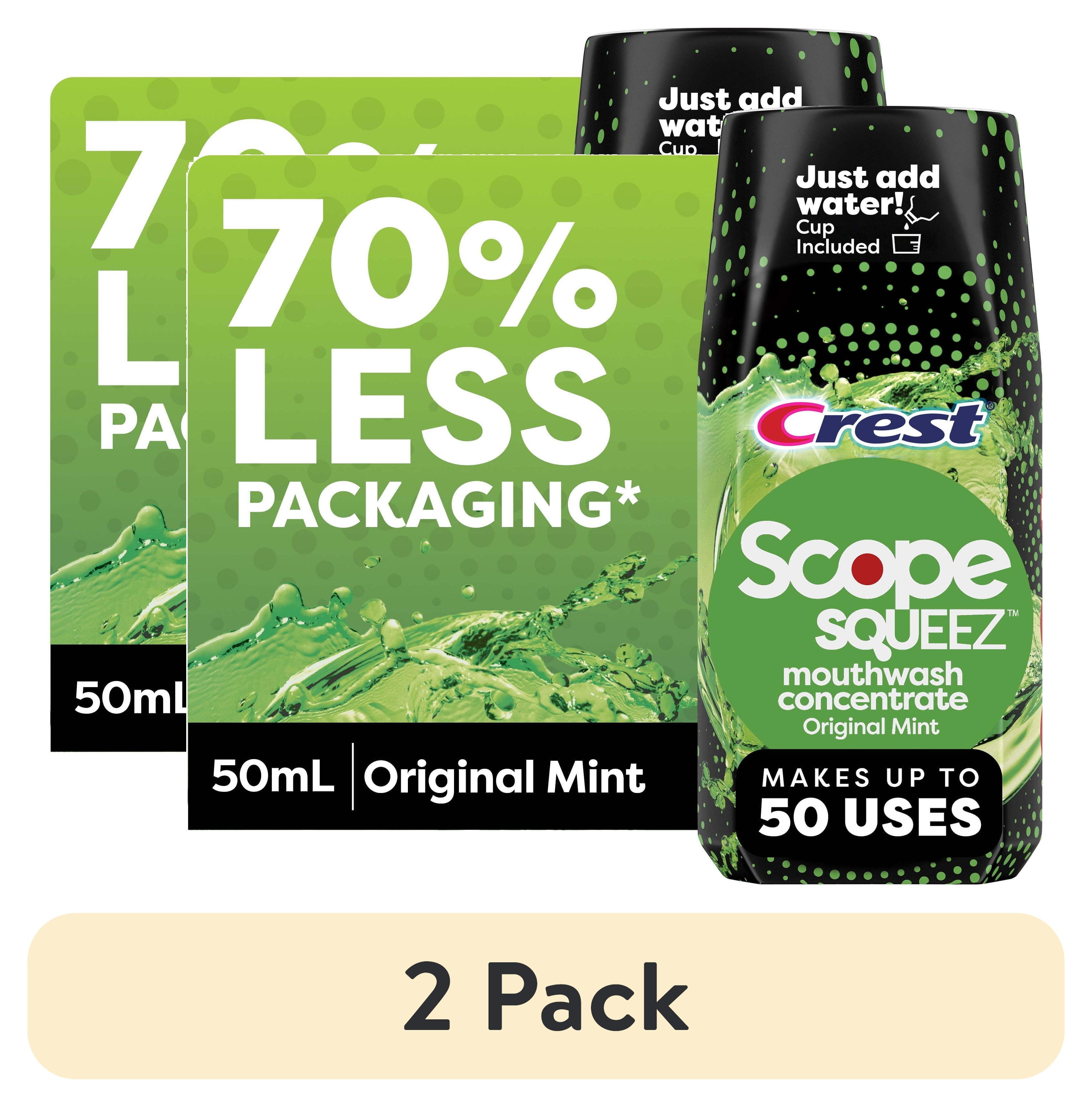 (2 pack) Scope Squeez Mouthwash Concentrate, Original Mint, 50mL Bottle ...