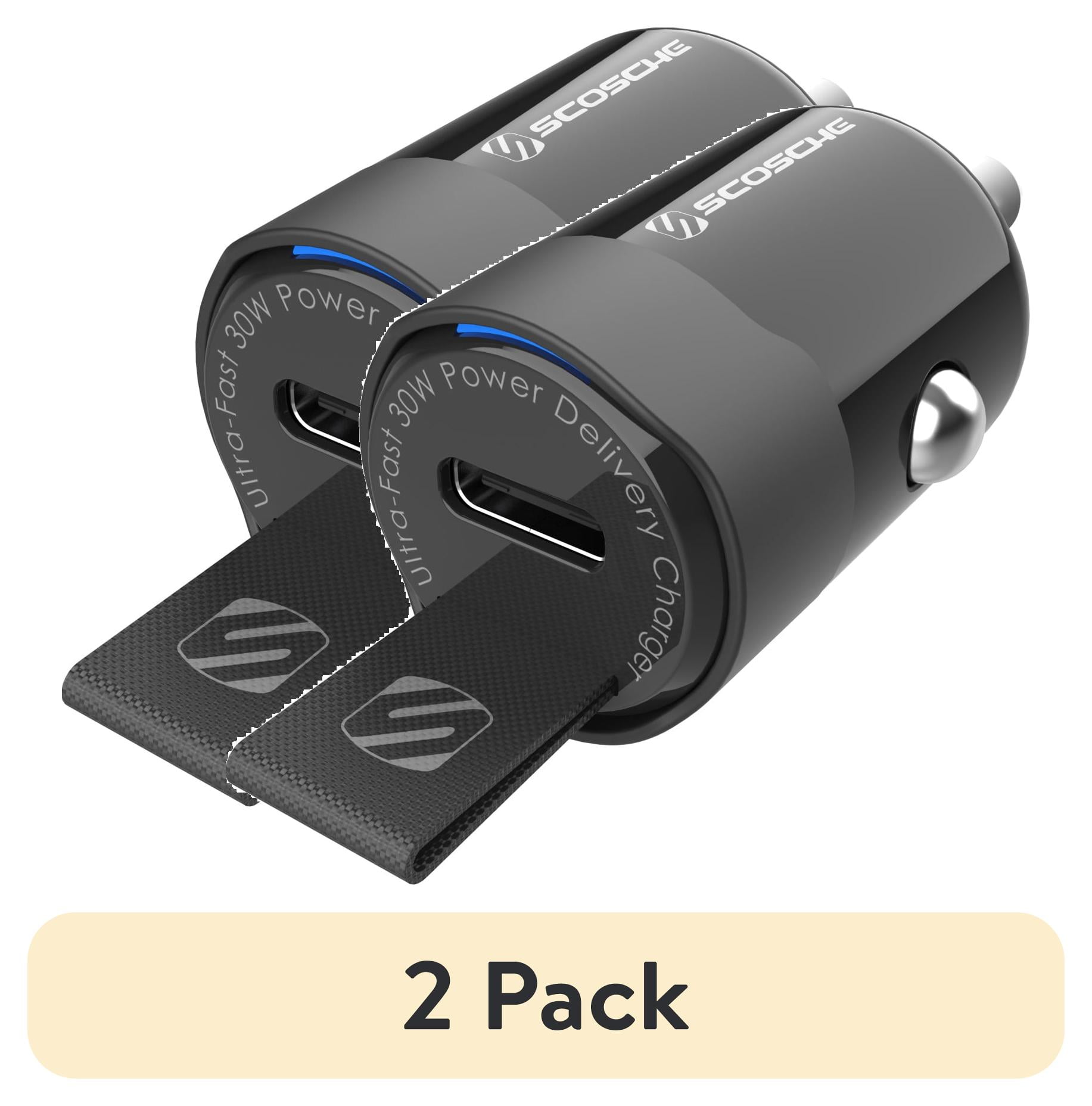 (2 pack) Scosche CPDC30-RP1 PowerVolt Flush Fit Mini Car Charger, USB-C ...