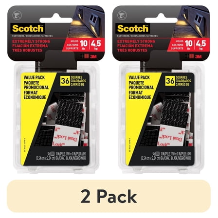 Scotch Indoor Fastener Squares, 7/8 x 7/8, Hook and Loop Design, Holds ...