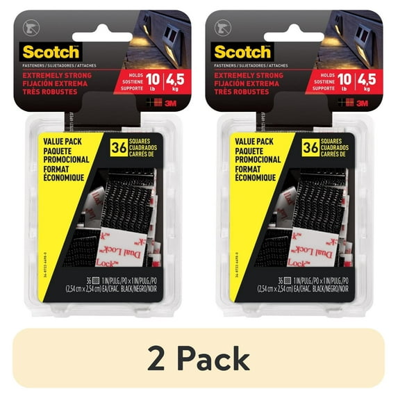 (2 pack) Scotch Black Hook & Loop Fasteners, Heavy Duty, Holds 10 lbs ...