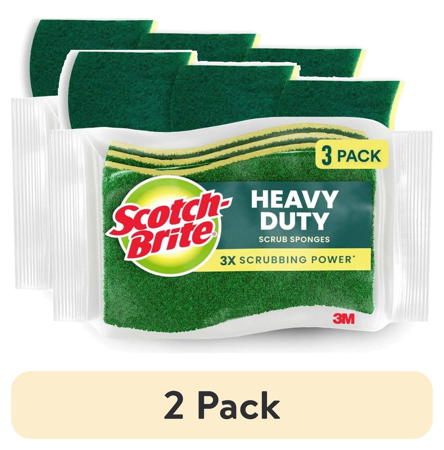 (2 pack) Scotch-Brite Heavy Duty Scrub Sponge, 3 Scrubbing Sponges ...