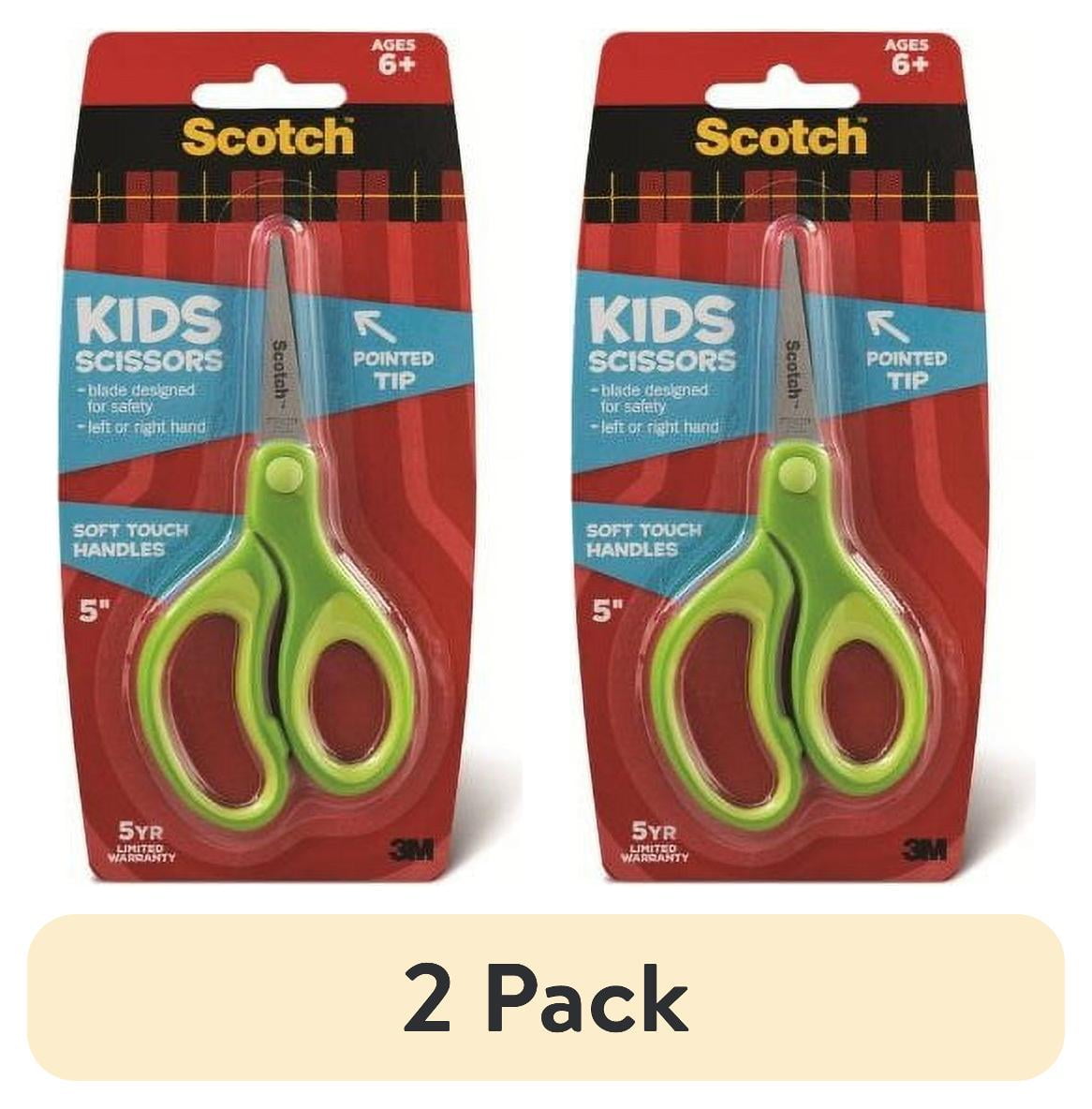 (2 pack) Scotch Kids Pointed Tip Scissors with Soft Touch Green 5 in ...