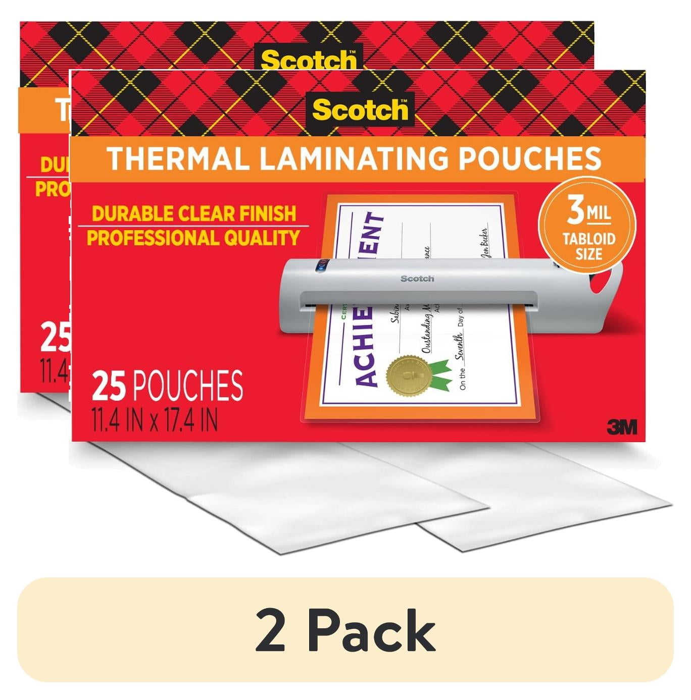 (2 pack) Scotch Thermal Laminating Pouches, Tabloid Size, 11.4 in x 17. ...