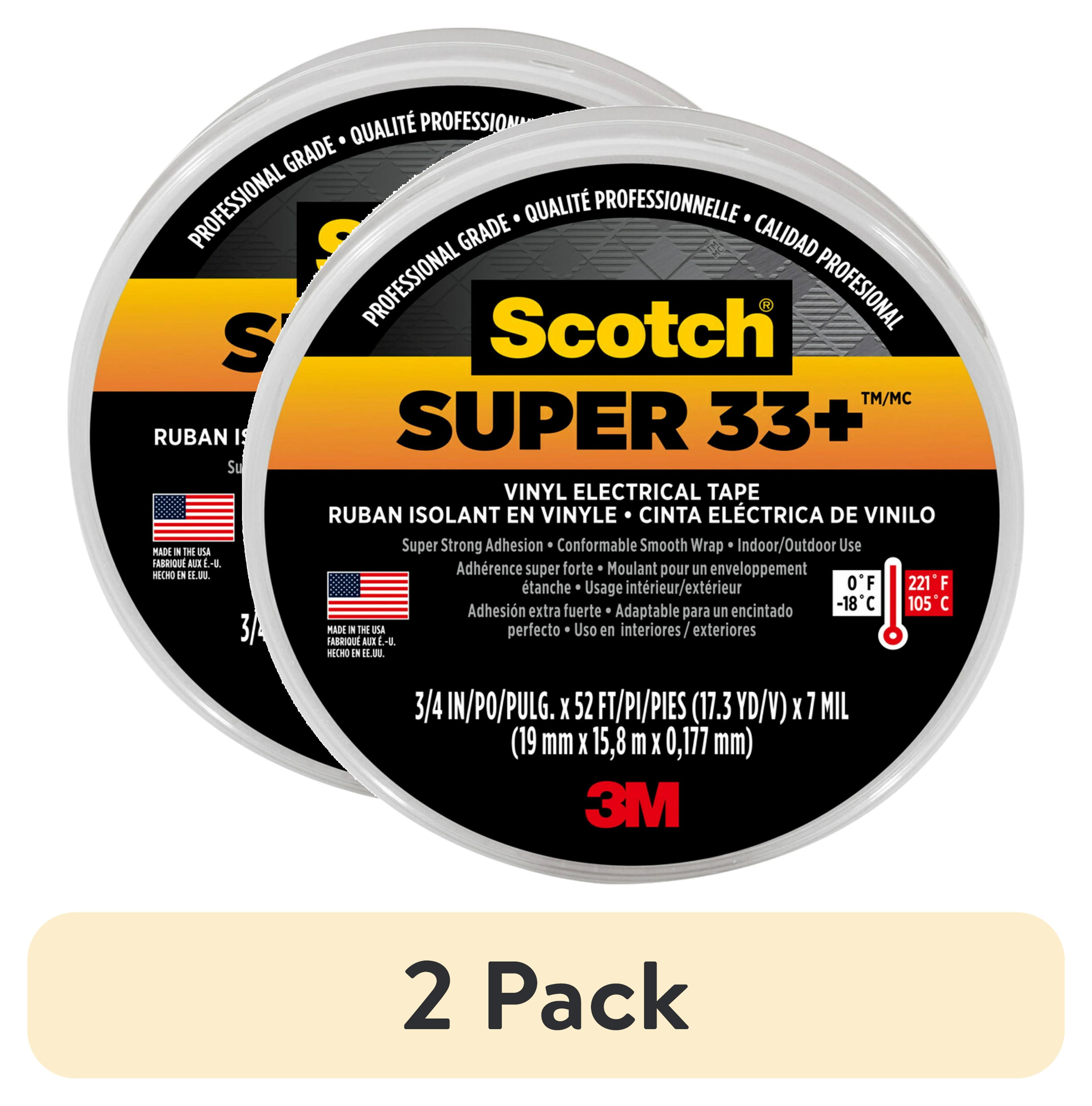 (2 pack) Scotch Super 33+ Vinyl Electrical Tape, Black, 3/4 in. x 52 ft ...
