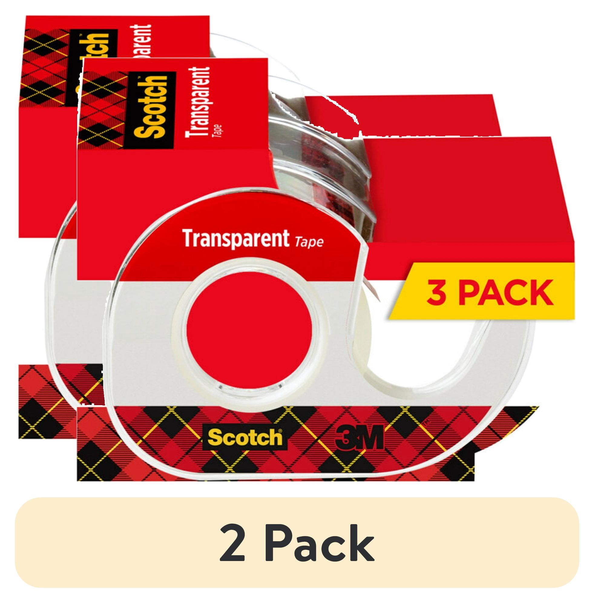 (2 pack) Scotch Transparent Tape Dispenser Tape, Clear, 3/4 in x 300 in ...