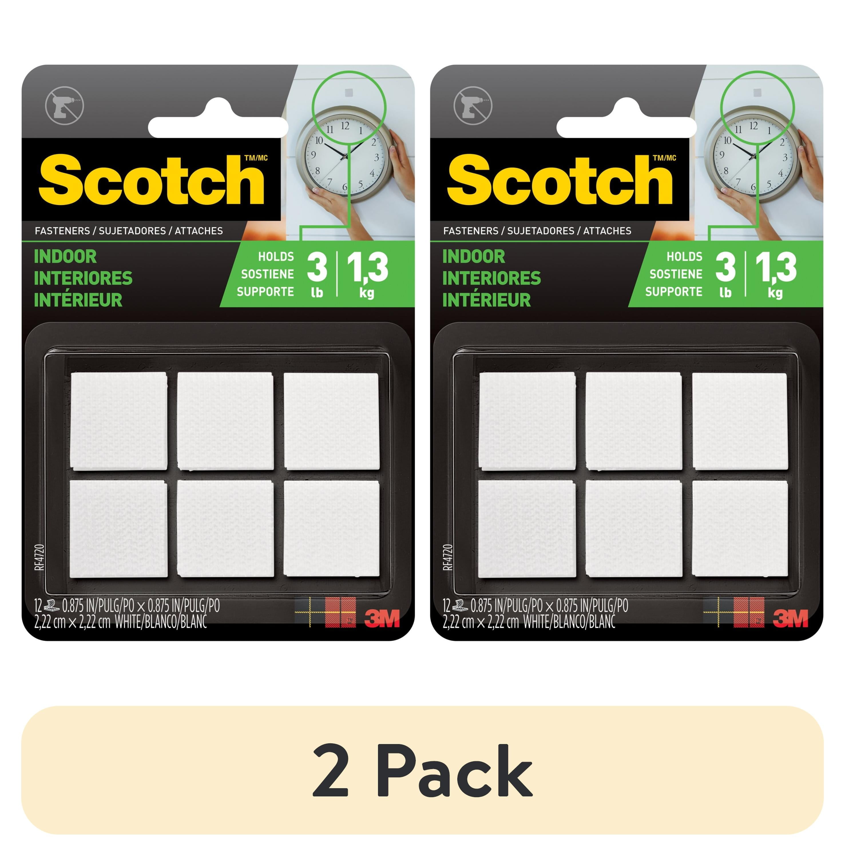 (2 pack) Scotch White Hook & Loop Fasteners, Indoor, Holds 3 lbs, 7/8 ...