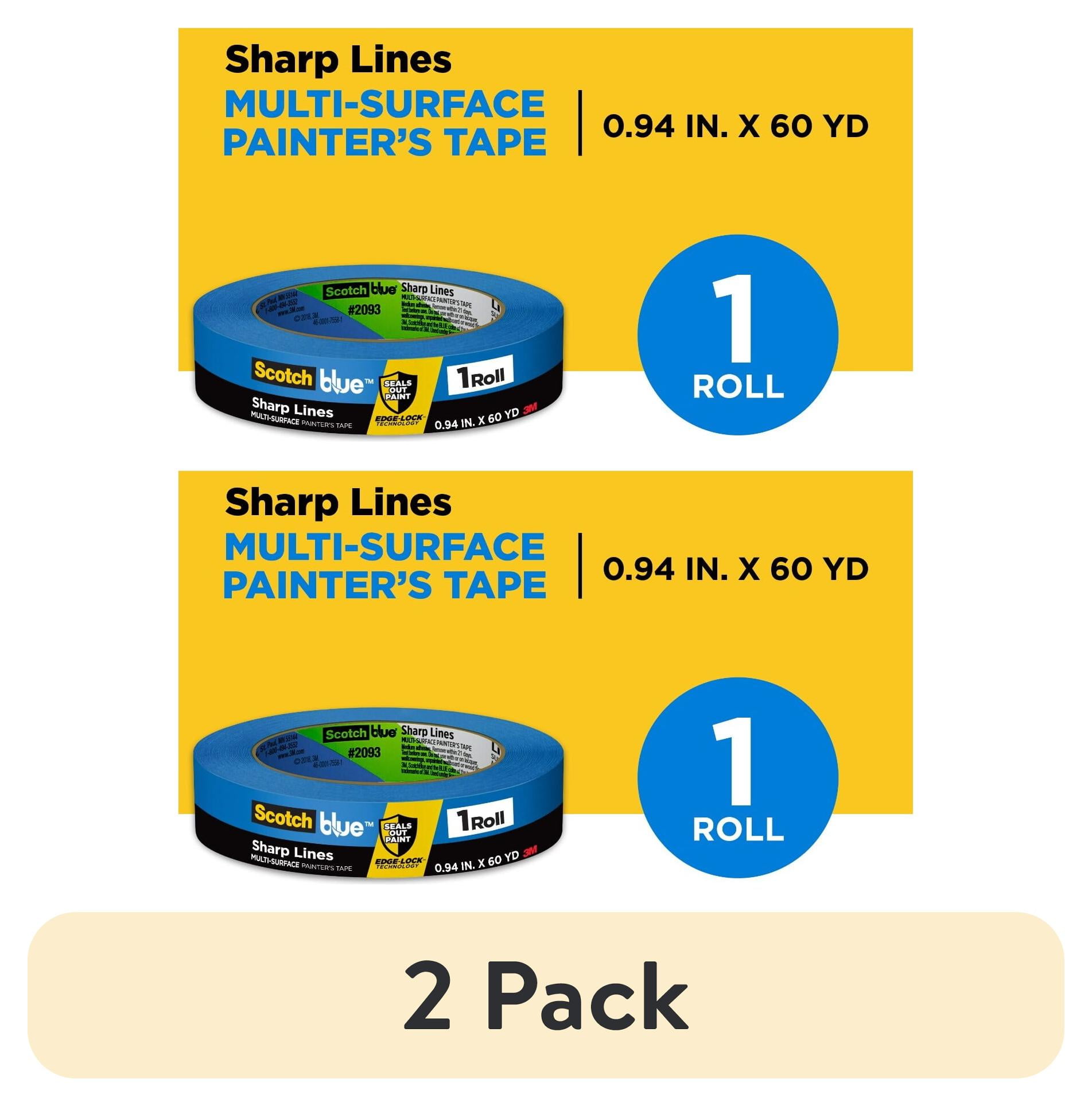 (2 pack) ScotchBlue Sharp Lines Painter's Tape, Blue, 0.94 in x 60 yd ...
