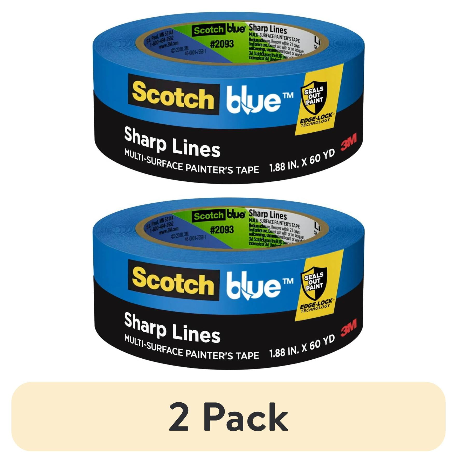 (2 pack) ScotchBlue Sharp Lines Painter's Tape, Blue, 1.88 in x 60 yd ...
