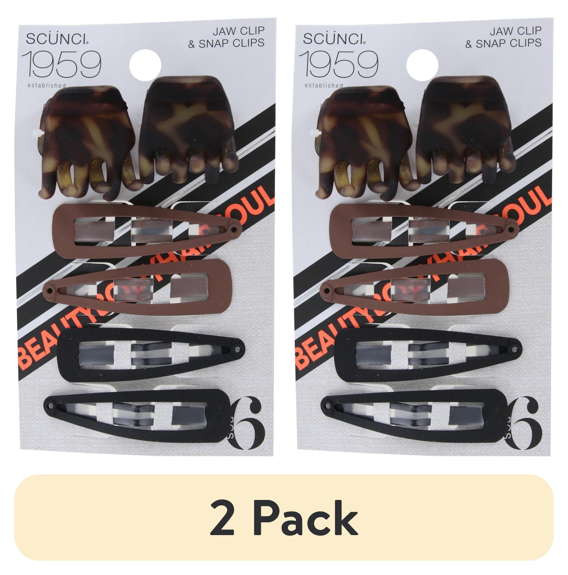 (2 pack) Scunci 1959 No-Slip Grip Hair Jaw Clips and Snap Clips ...