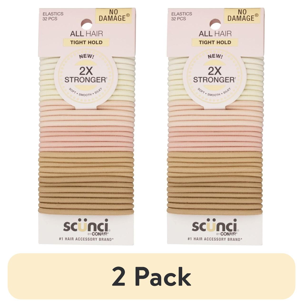 (2 pack) Scunci All Hair Tight Hold No Damage 2X Stronger Hair Elastics ...