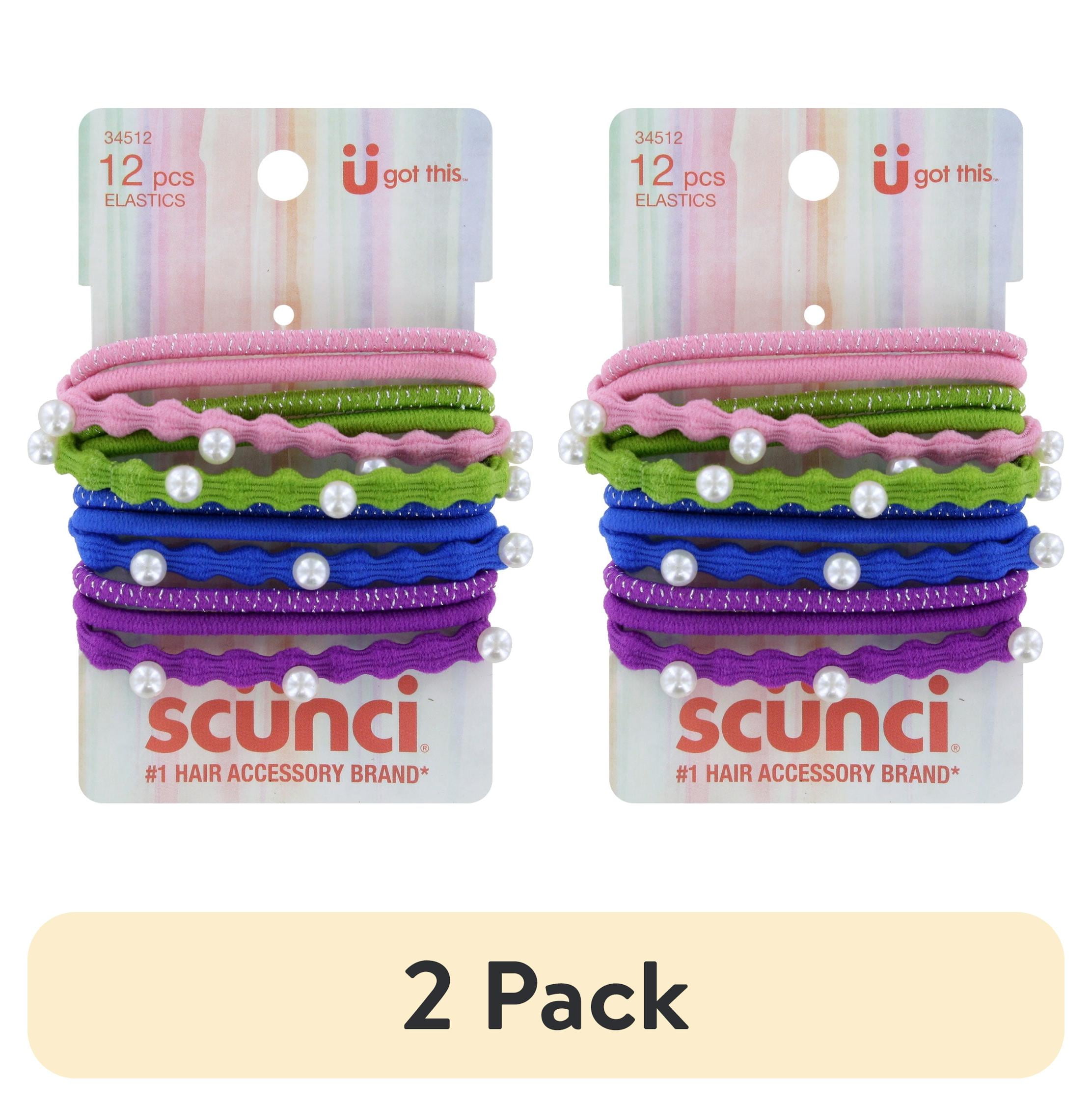 (2 pack) Scunci Hair Elastics with Beads, Assorted Colors, 12-Count ...