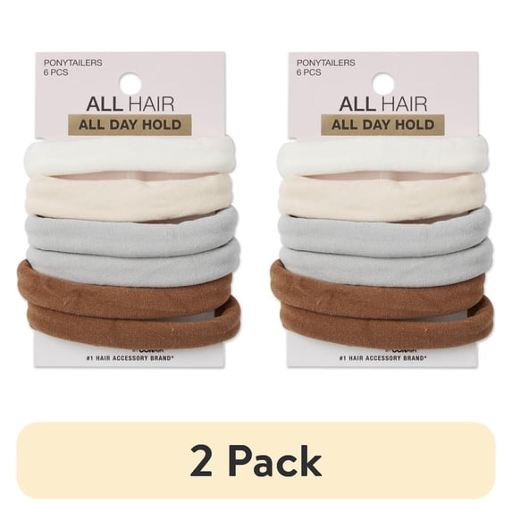 (2 pack) Scunci Hosiery Ponytail Holder Hair Ties, Assorted Neutrals, 6 ...