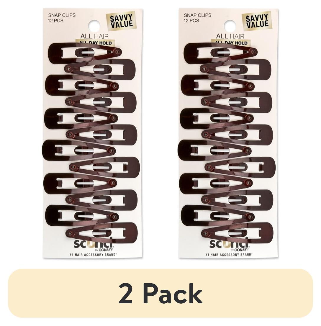 (2 pack) Scunci Metal Snap Hair Clips, Brown, 12 Count - Walmart.com