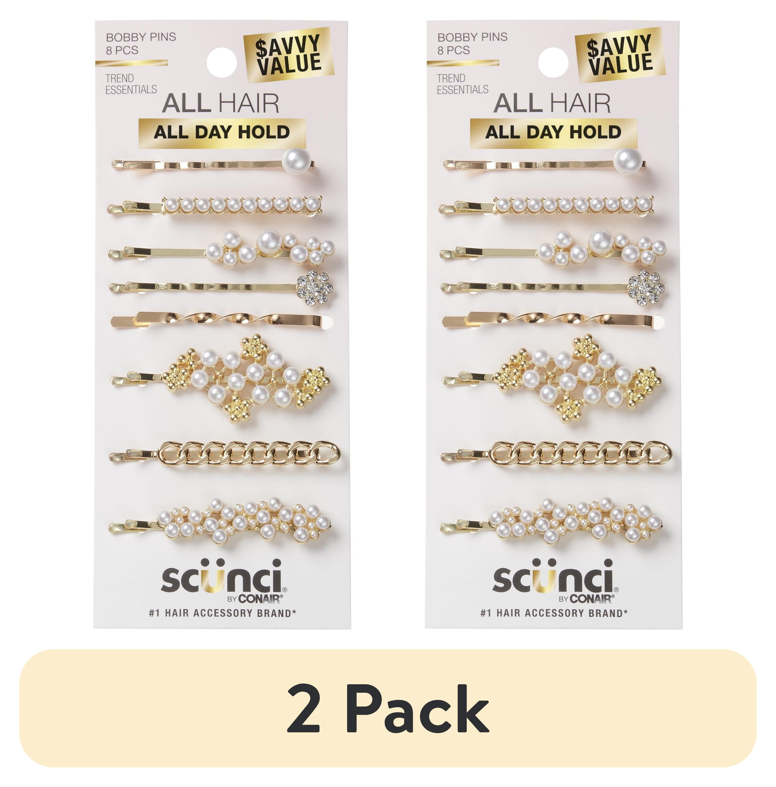(2 pack) Scunci Mixed Pearl Bobby Pins, Gold, 8 Count - Walmart.com