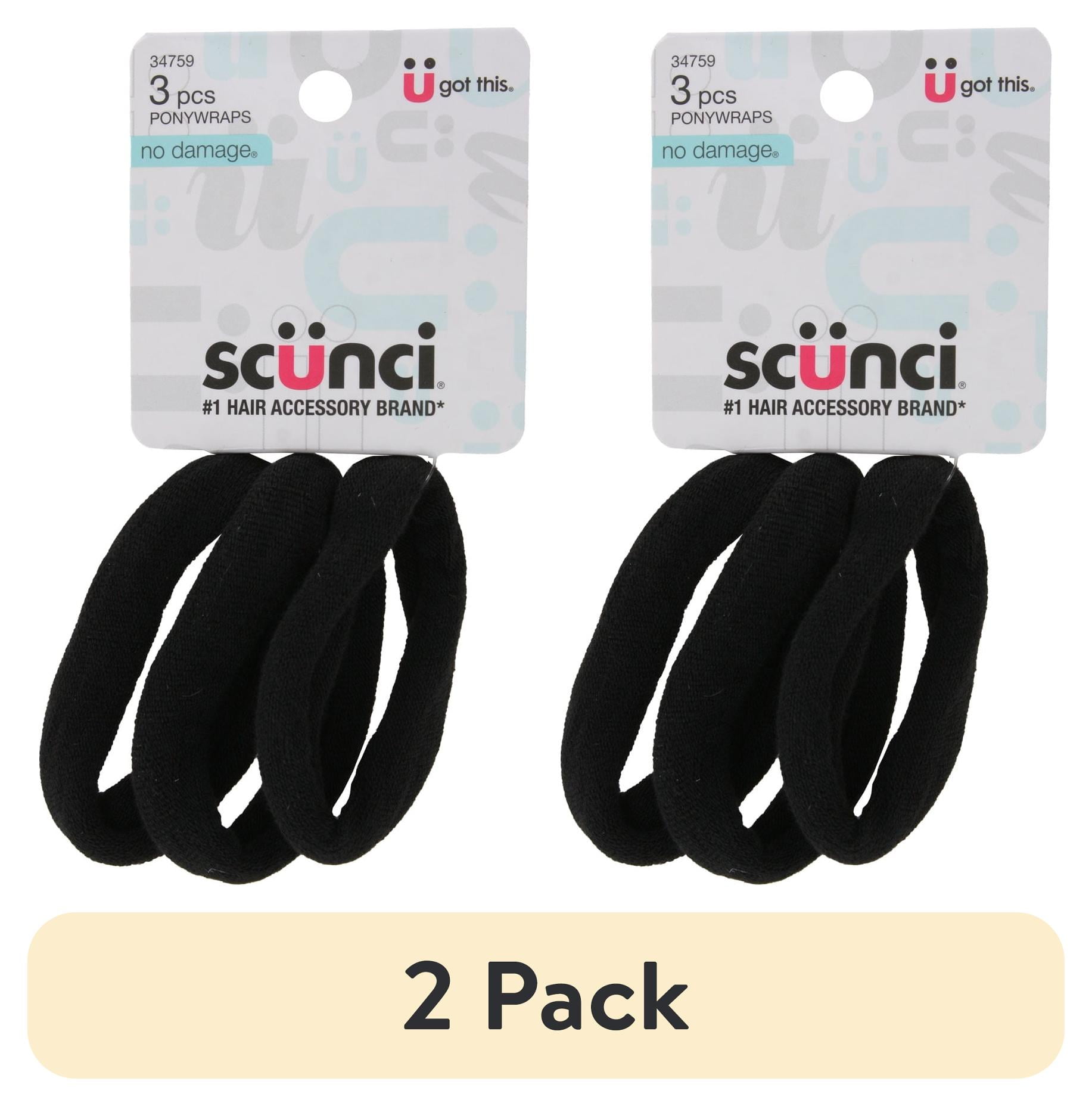 (2 pack) Scunci No Damage Hair Ponywraps, Black, 3-Pieces - Walmart.com
