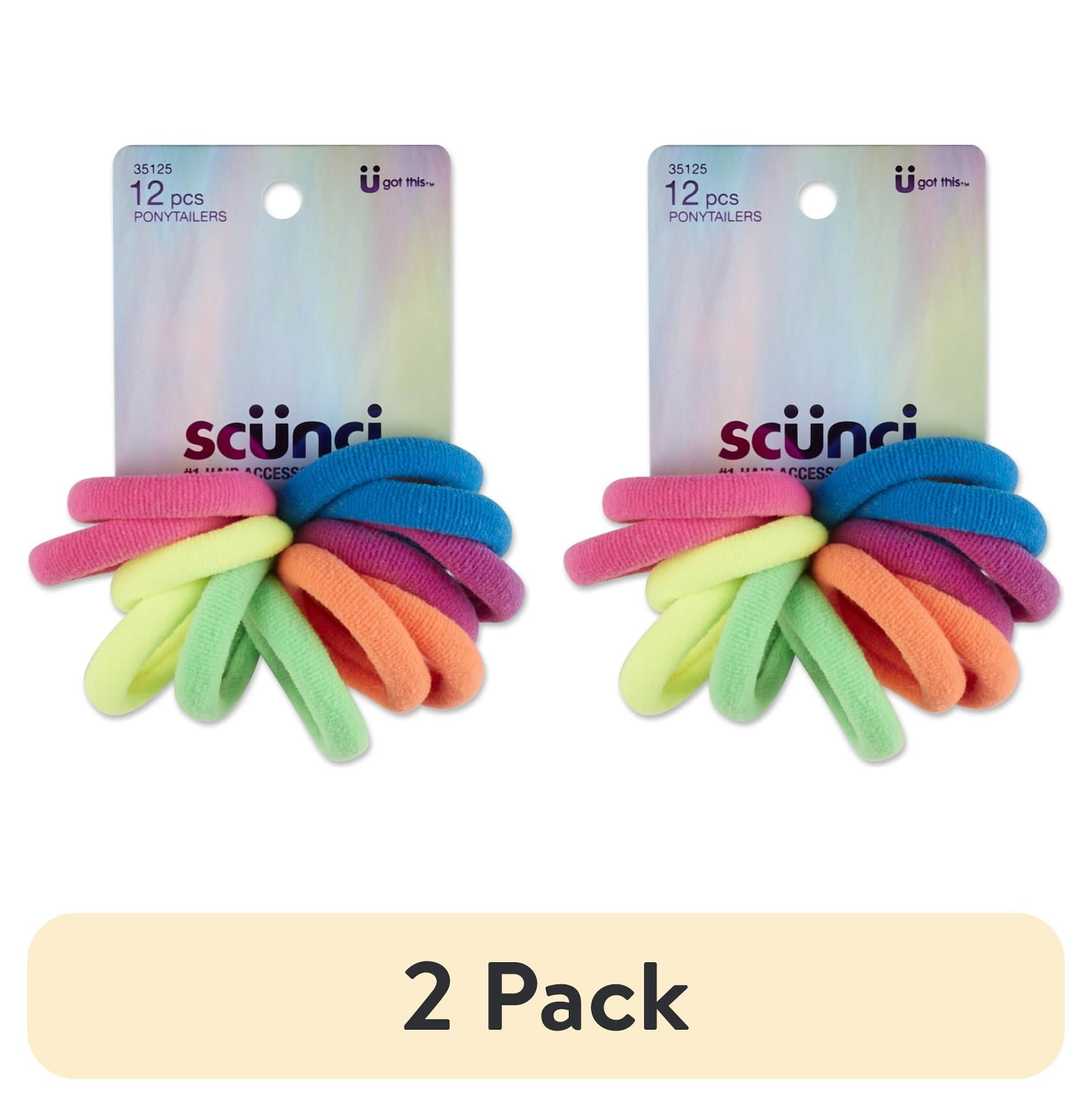 (2 pack) Scunci No-Damage Stretch Ponytail Holder Hair Ties, Multi ...