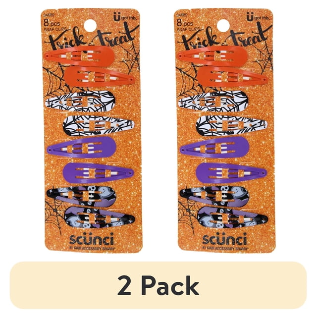 (2 pack) Scunci Trick or Treat Halloween Hair Snap Clips, Assorted ...