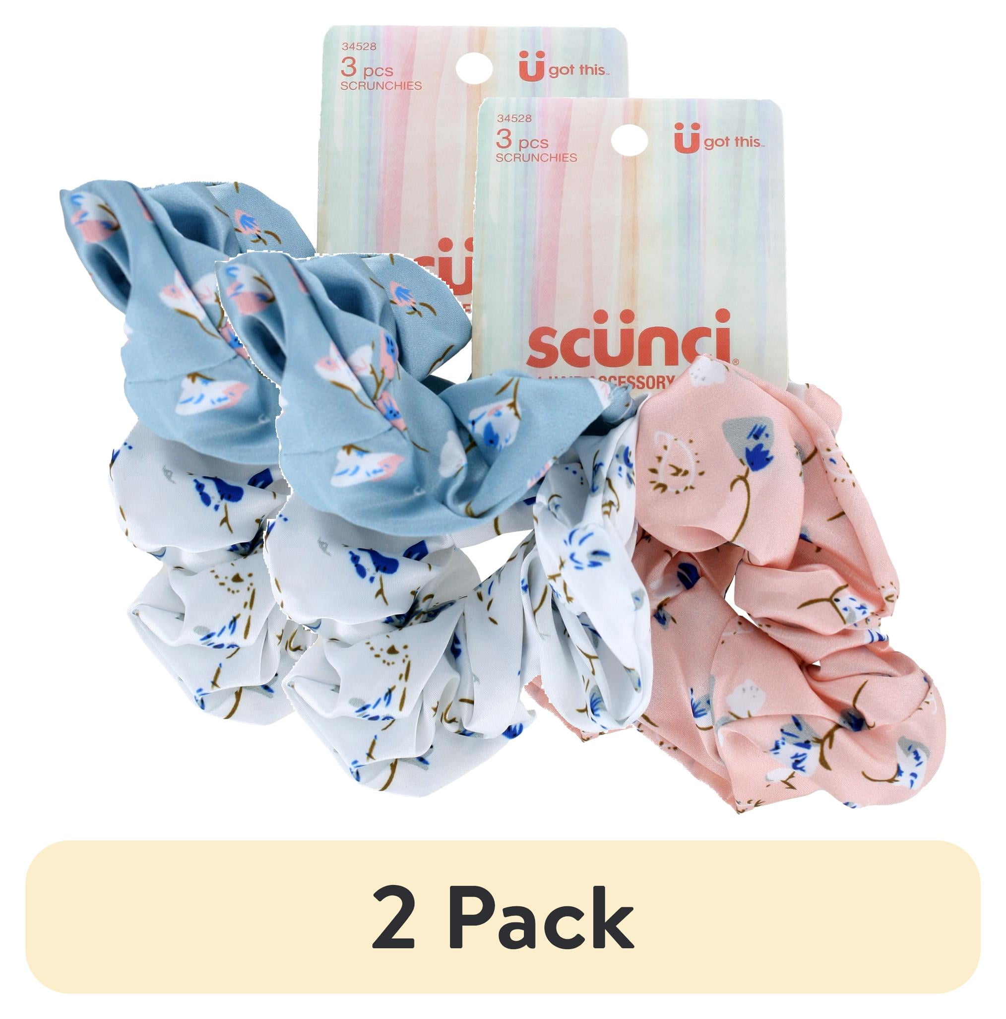 (2 pack) Scunci U Got This Satin Floral Hair Scrunchies, Assorted ...
