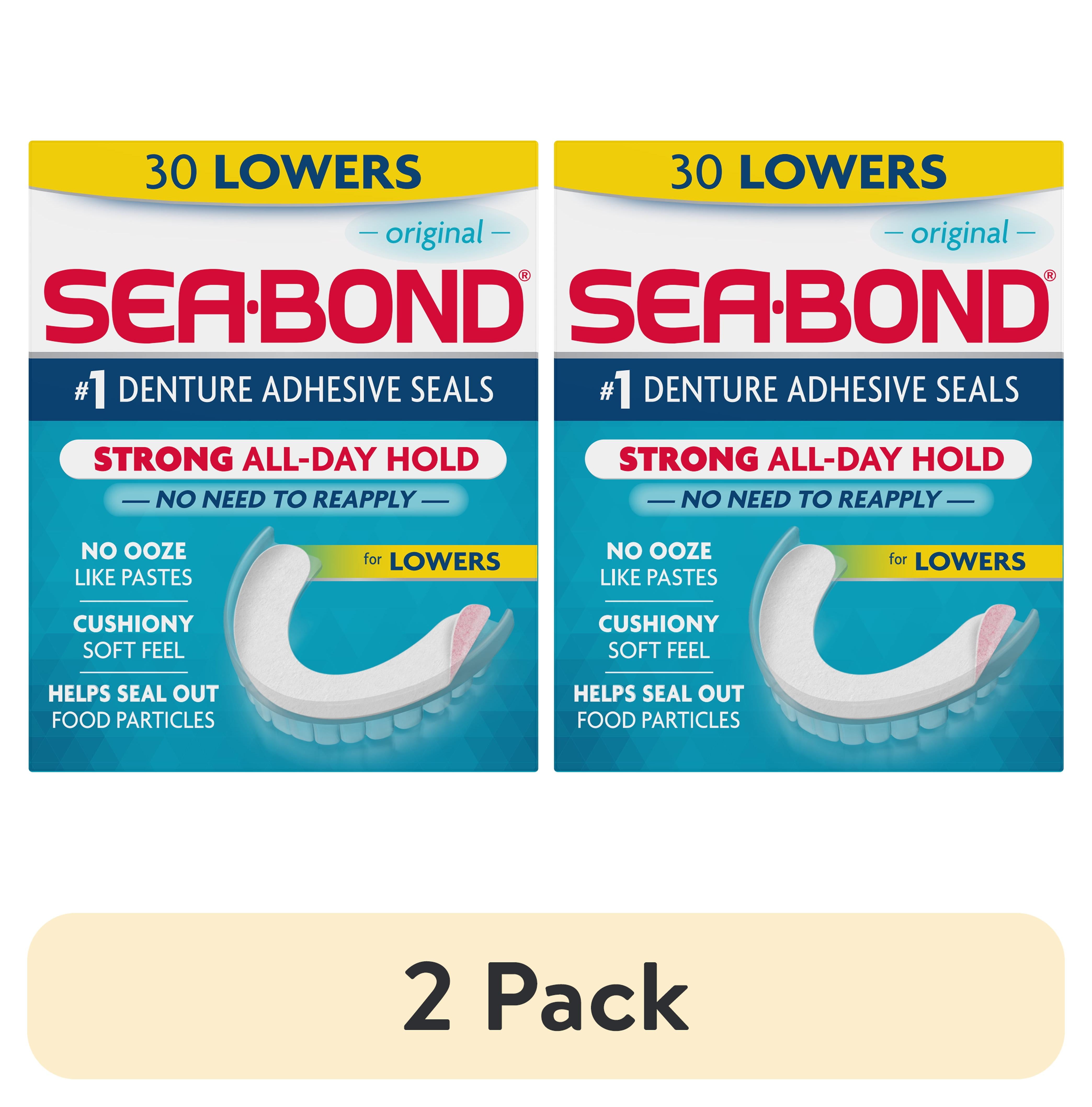 (2 pack) Sea Bond Secure Denture Adhesive Seals, Original Lowers, Zinc ...