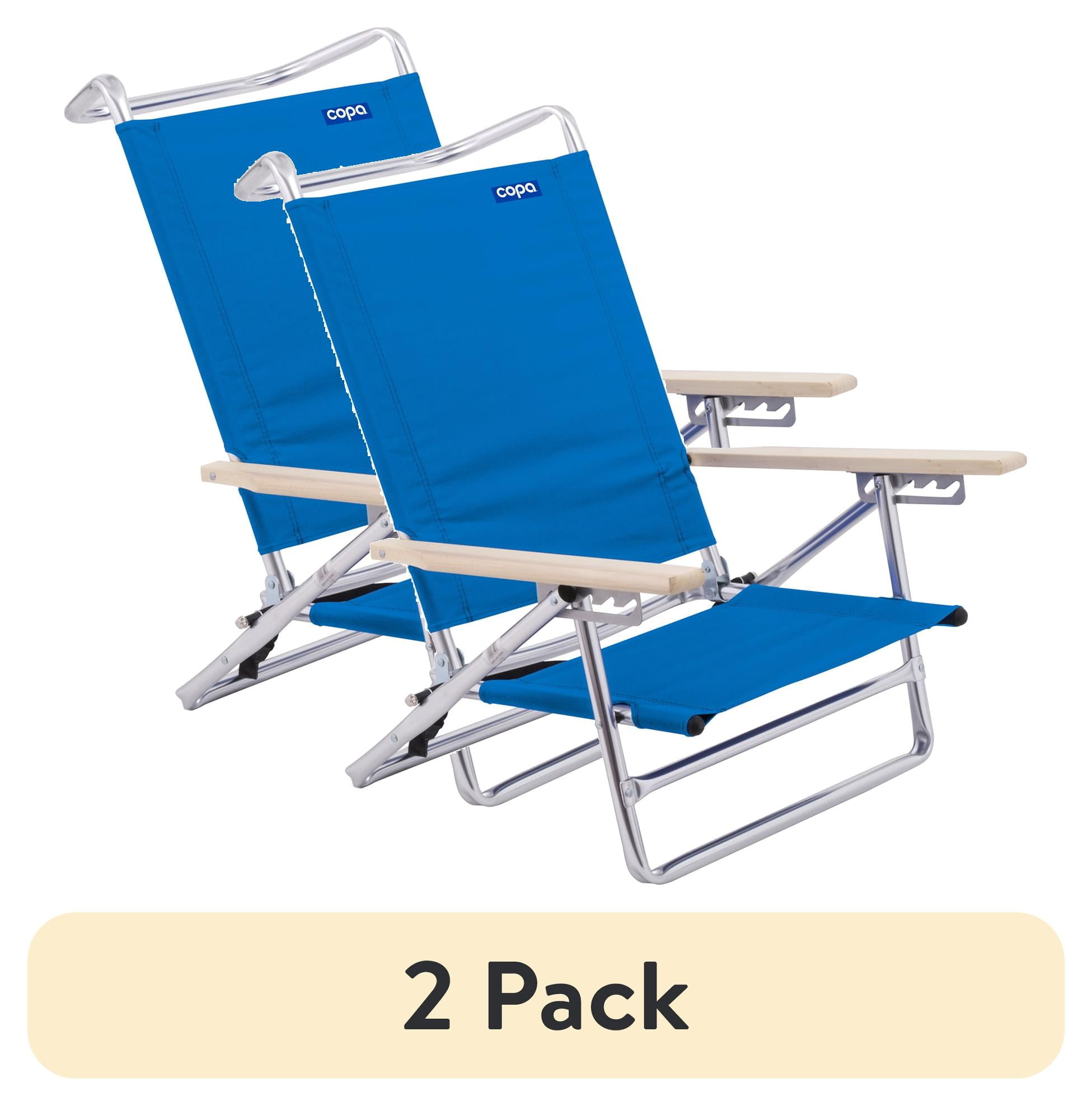 (2 pack) Seasonal Supply Co. 5-Position Lay Flat Beach Chair - Walmart.com