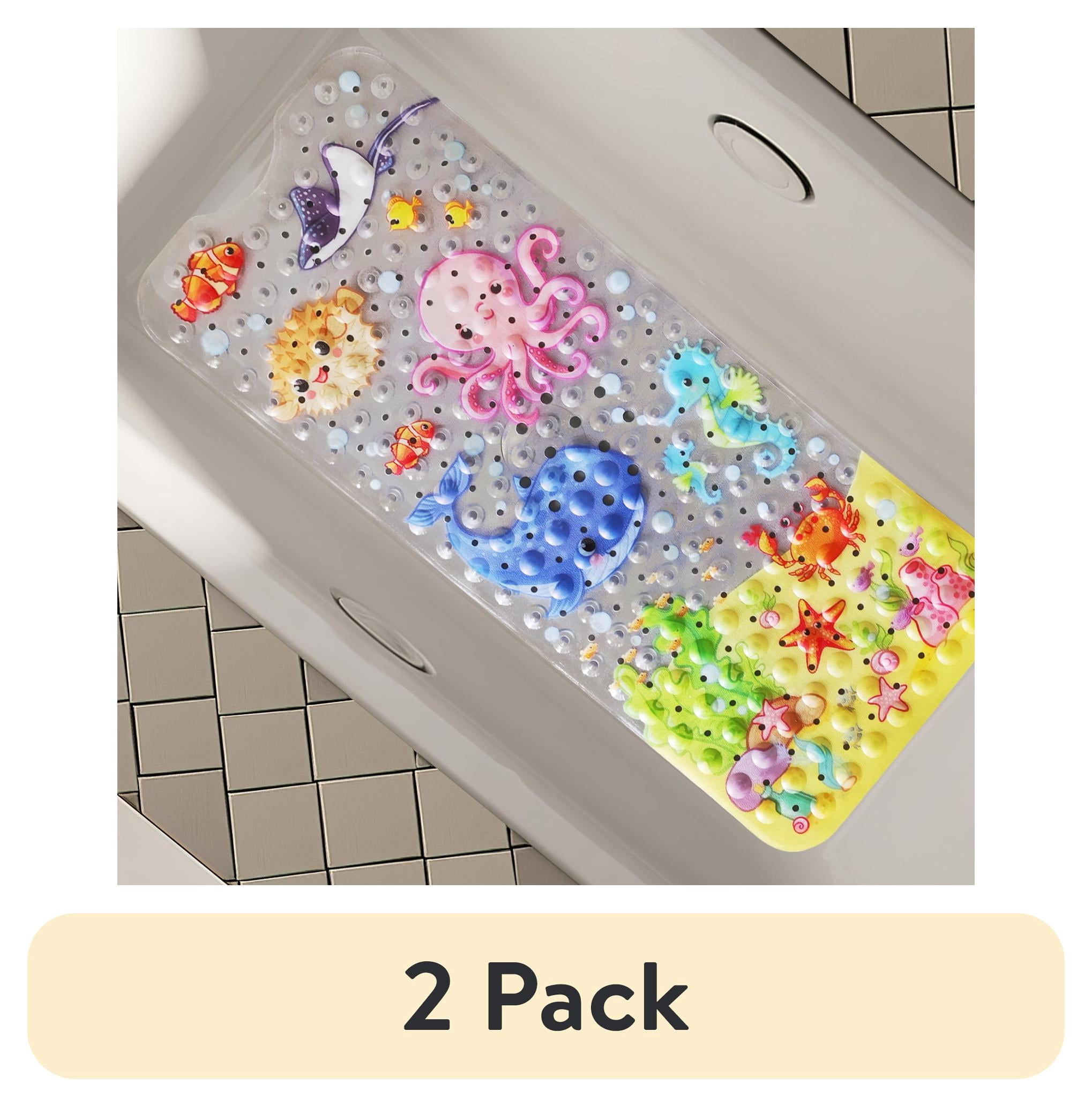 (2 pack) Secopad Kids Bath Mat for Tub Non Slip, 40 X 16 Inch Large ...
