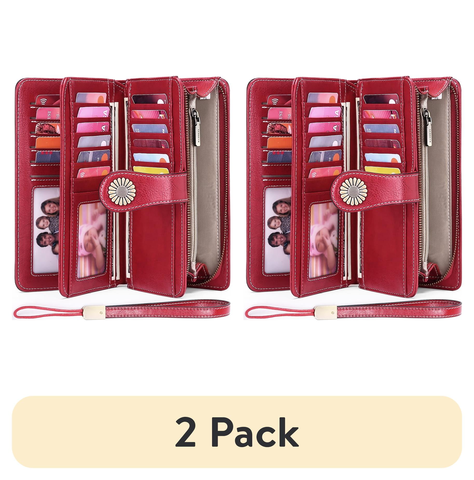(2 pack) Sendefn Wallets for Women Genuine Leather Credit Card Holder ...