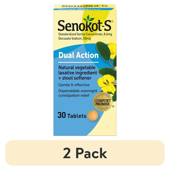 (2 pack) Senokot-S® Dual Action Senna Plus Stool Softener Laxative ...